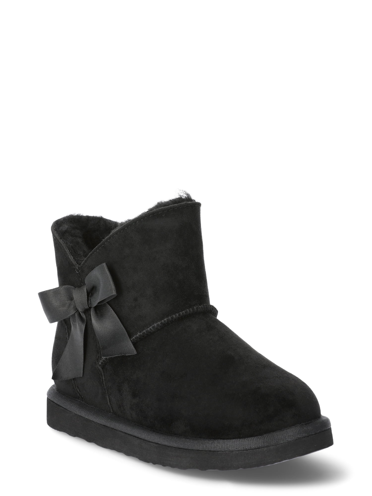 Pawz Little & Big Girls Faux Suede Shearling Bow Boots - Walmart.com