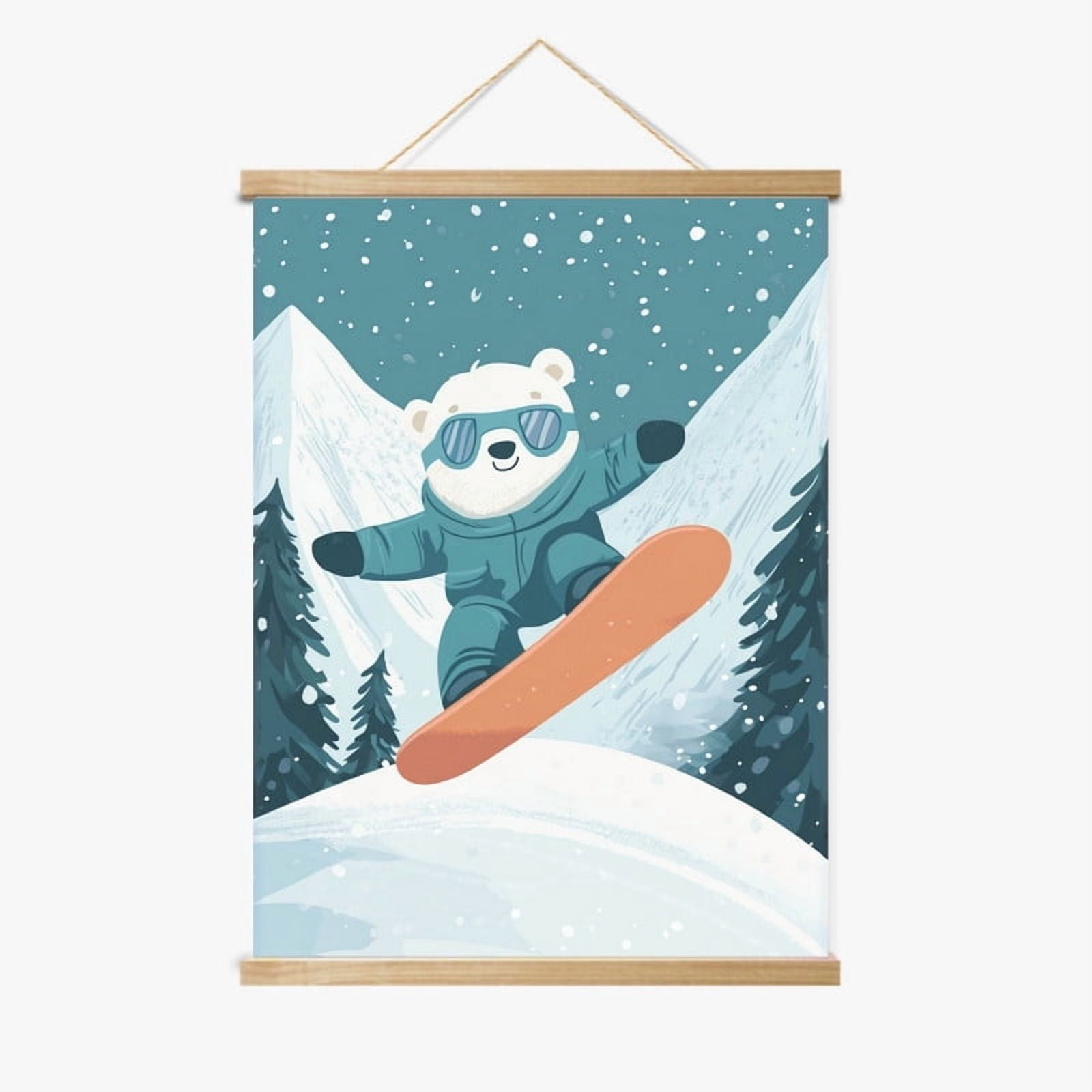 Pax the Peak Polar Bear Wood Frame Hanger by Dancing Littles Jungle ...