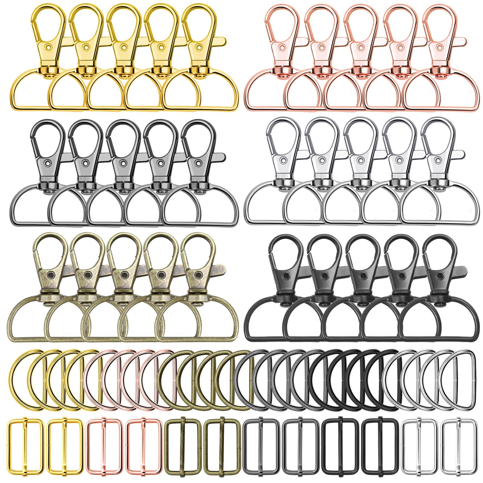 Paxcoo Keychain Bulk with Key Chain Swivel Hook D Rings and Slide ...