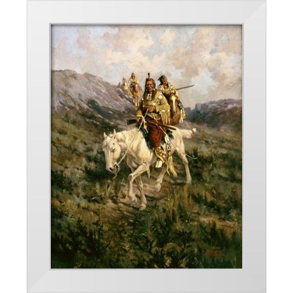Paxson, Edgar Samuel 20x24 White Modern Wood Framed Museum Art Print Titled - Visit To Another ...
