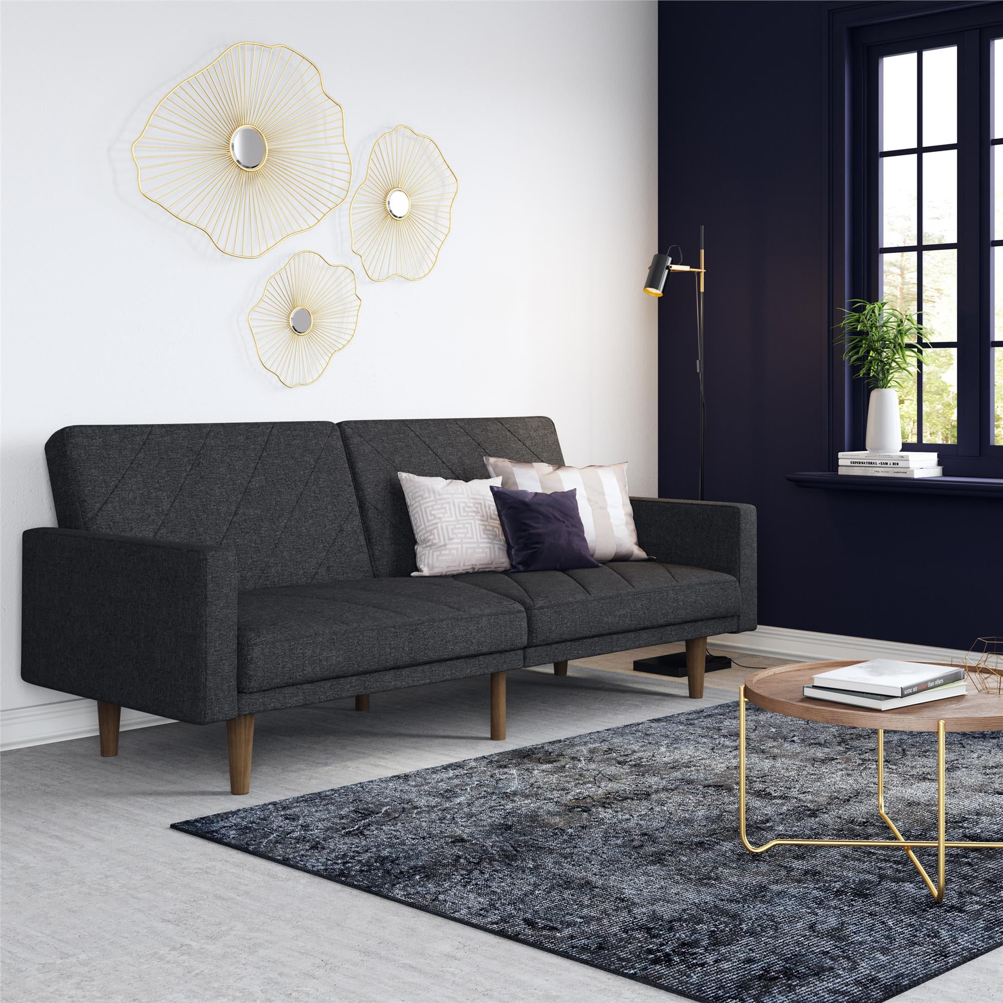 Free Shipping! DHP Modern Retro Paxson Futon, Gray Linen - Walmart.com ...