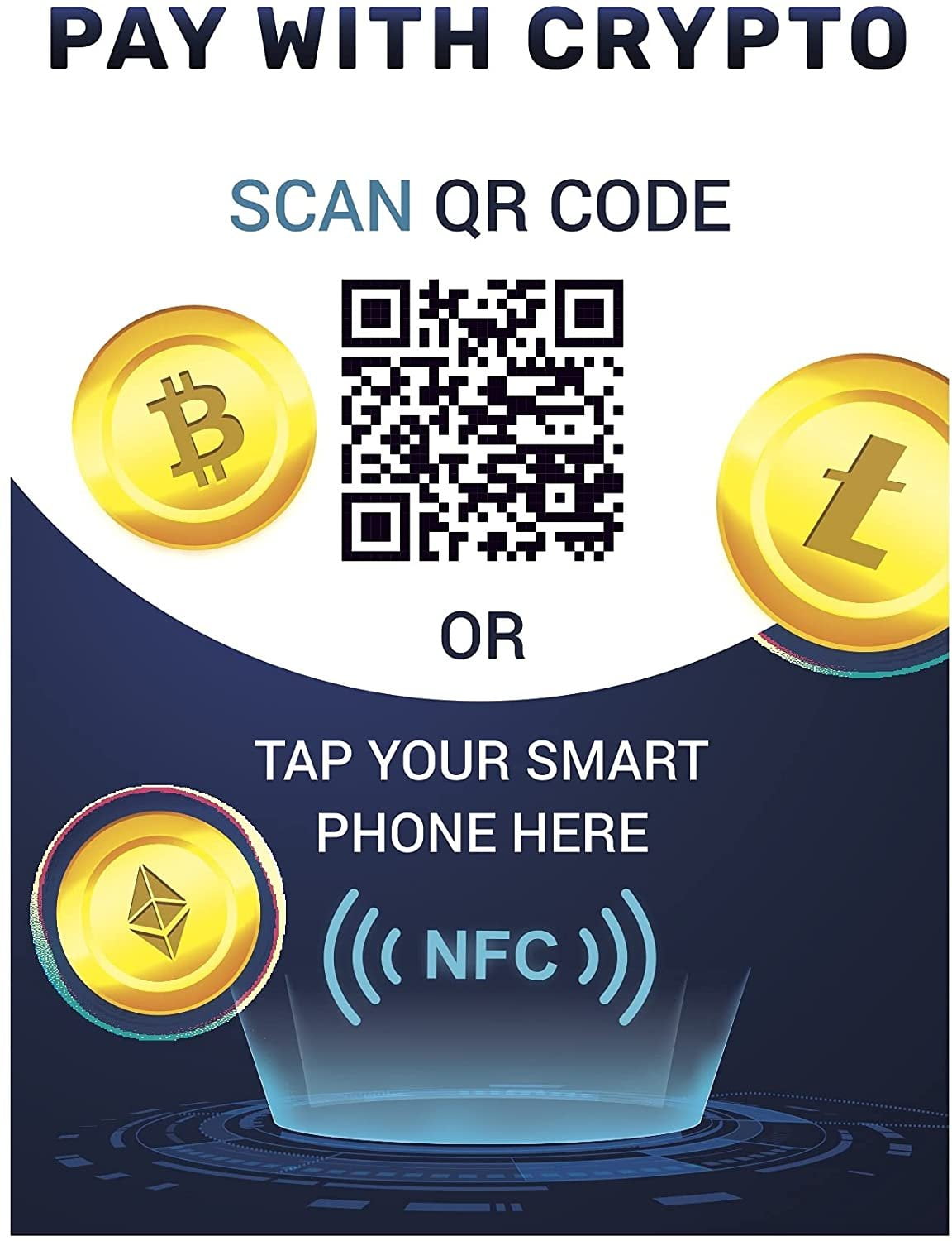 Pay With Crypto - QR Code and NFC Tag - Easily Programmable - Two-Sided ...