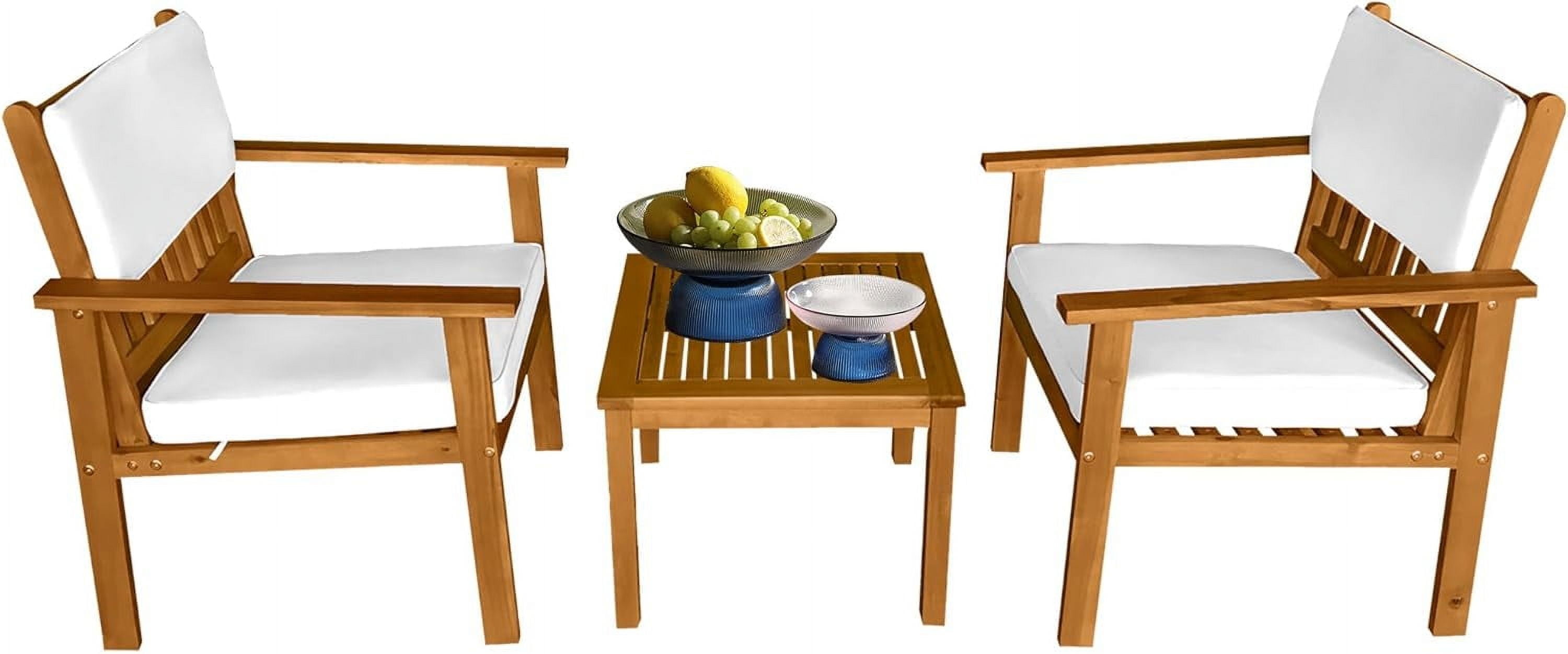 PayLessHere 3 Pieces Acacia Wood Patio Bistro Set with Water Resistant ...