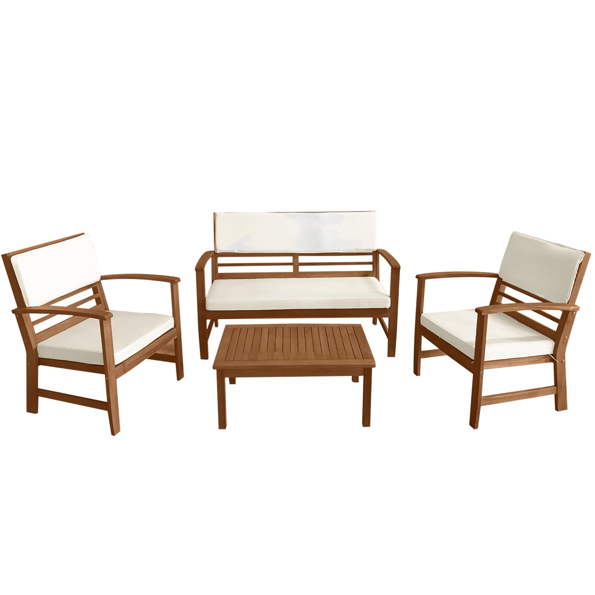 PayLessHere 4 Pieces Modern Wood Patio Outdoor Indoor Use,Nature ...