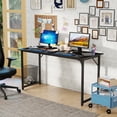 PayLessHere 55 Inch Black Computer Desk with Metal Frame, Adjustable ...