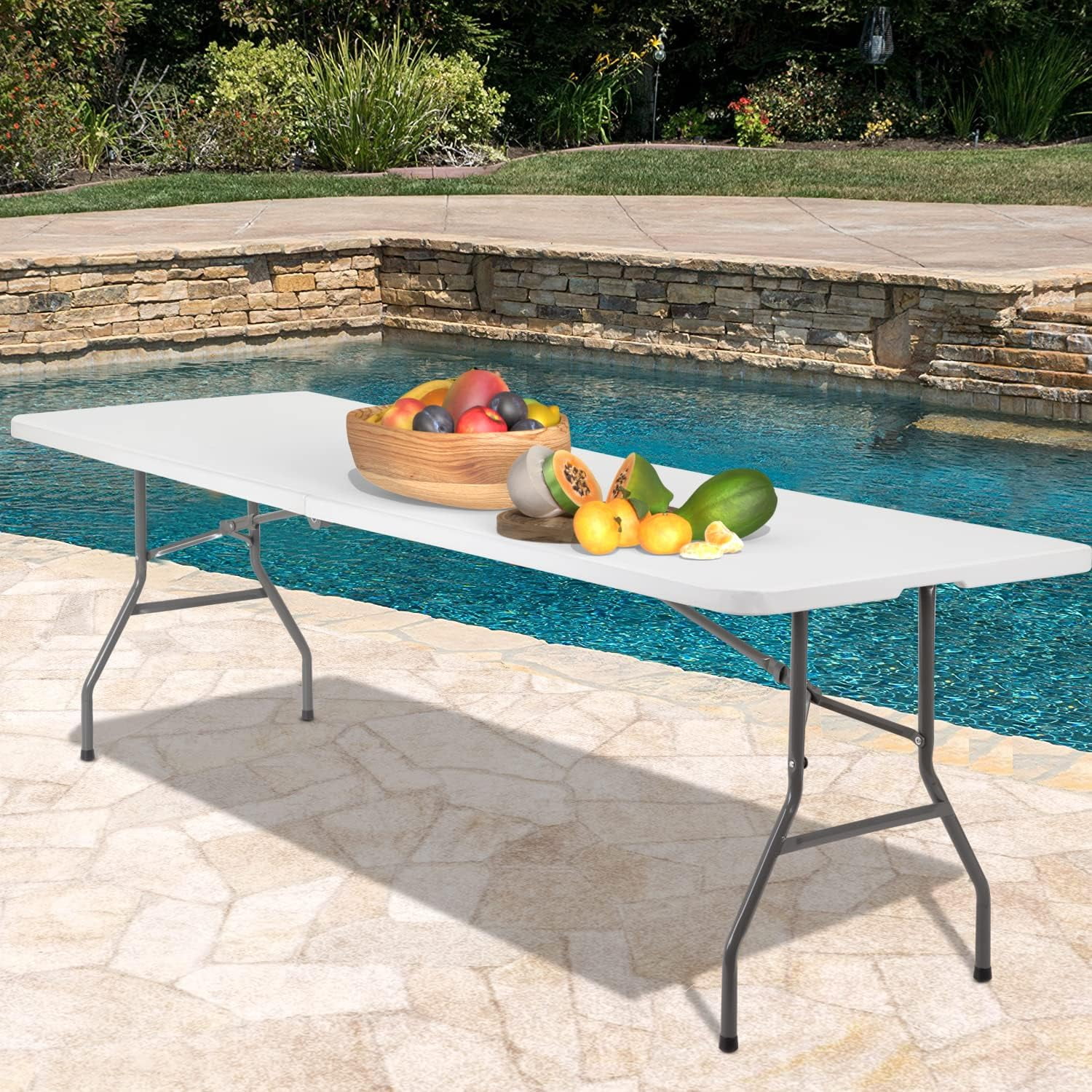 PayLessHere 8FT Plastic Outdoor Dining Table Camping Party Table ...