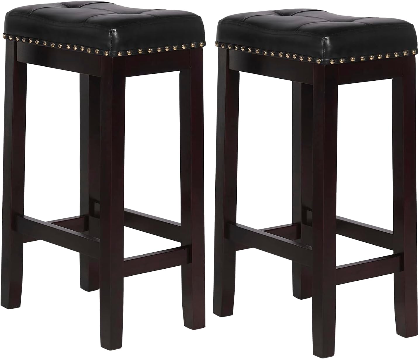 PayLessHere Stylish 29" PU+ Solid Wood Bar High Chair Set of Two ...