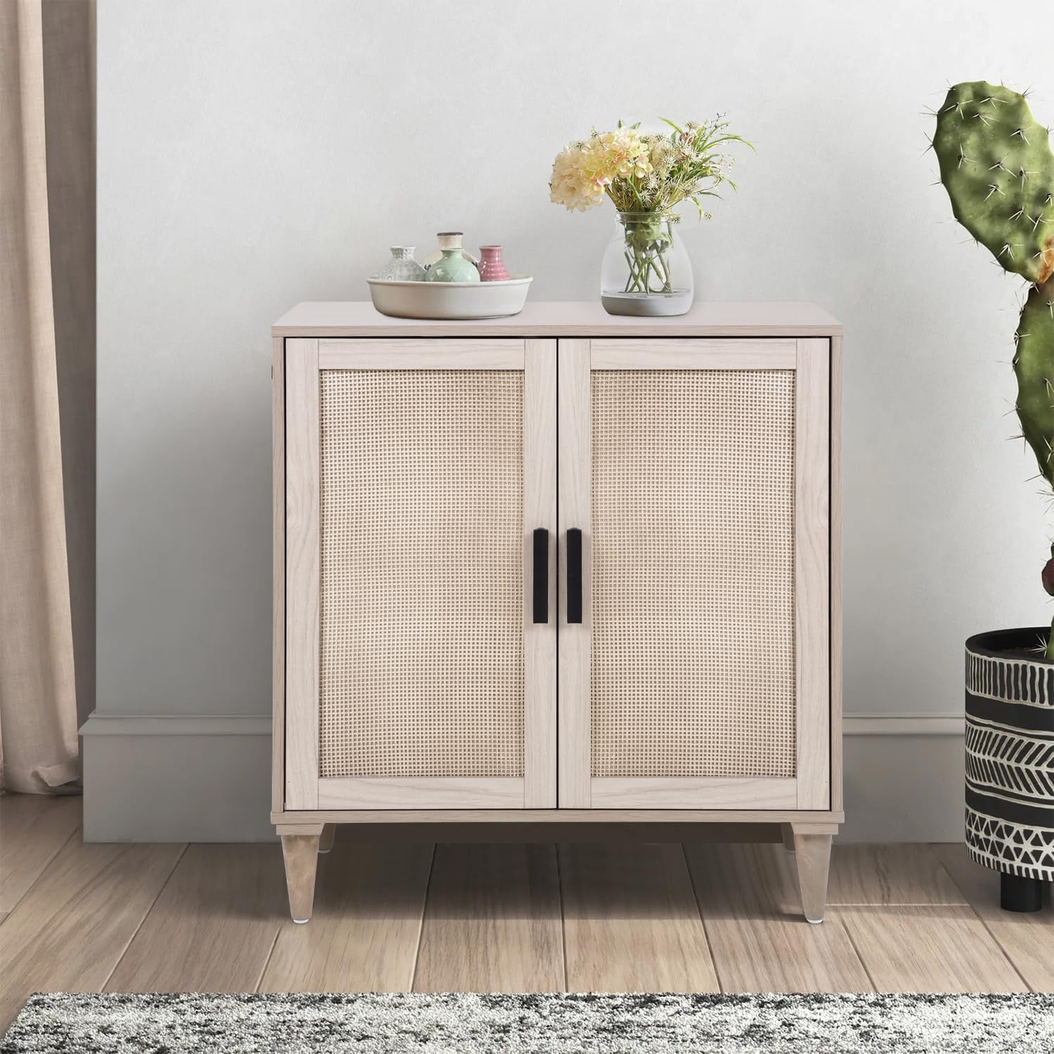 PayLessHere Handmade Natural Rattan Cabinet MDF Wood, Natural Black ...