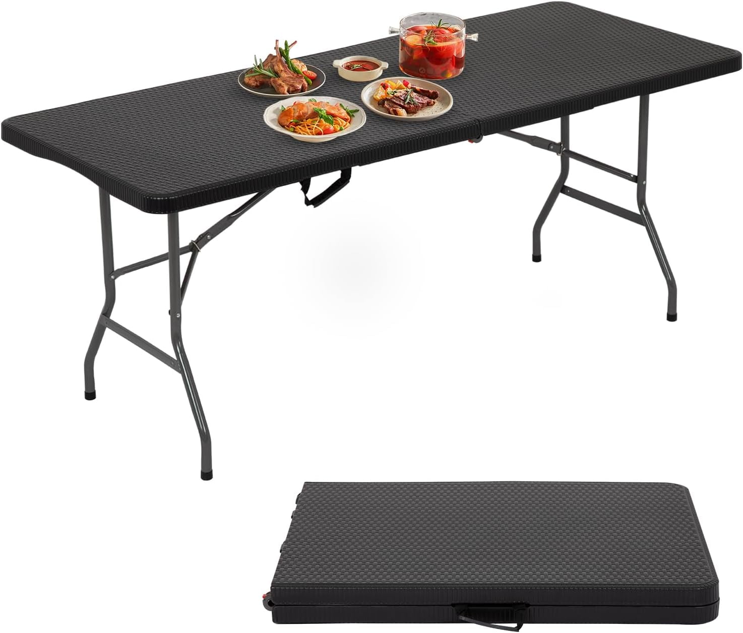 PayLessHere 6ft Folding Tables,Plastic Resin Table with Collapsible ...