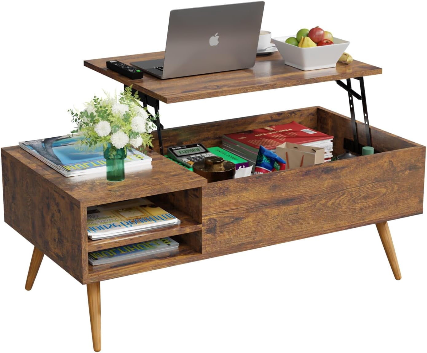 PayLessHere Lift Top Coffee Table with Adjustable Storage and Hidden ...
