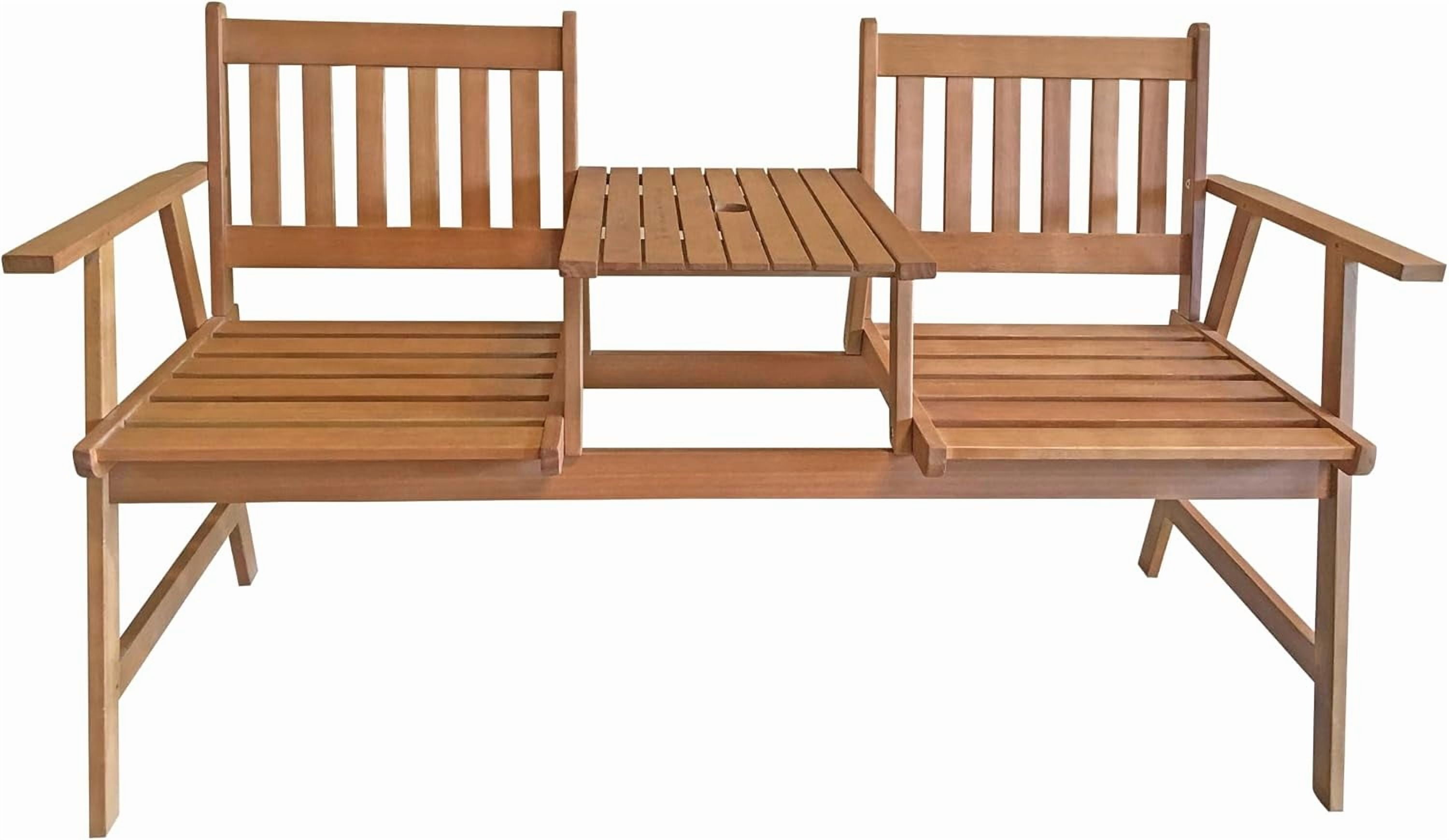 PayLessHere Outdoor Garden Bench Eucalyptus Wood with Table Outdoor ...