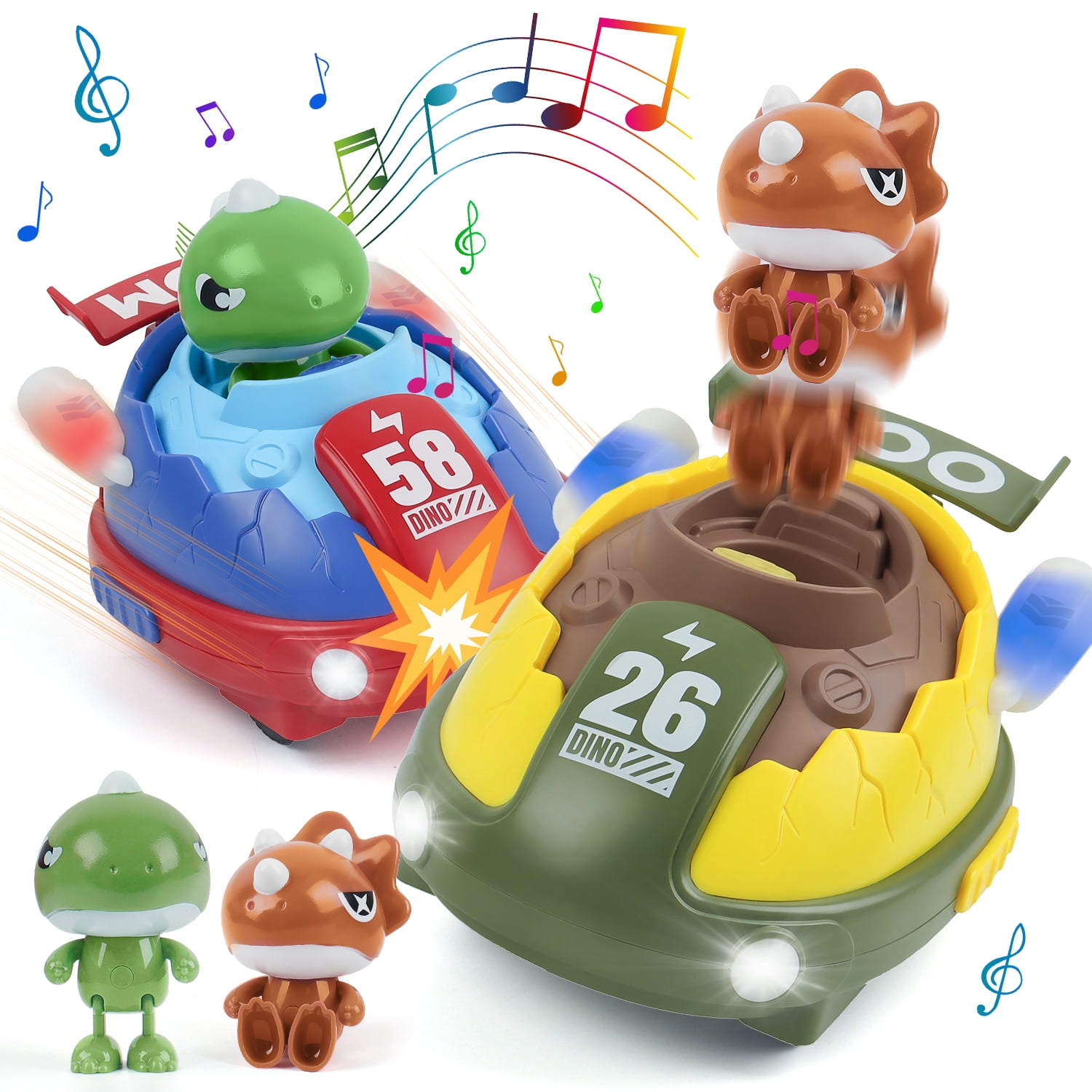 PayUSD 2 Pack RC Cars Kids Toys Dinosaur Remote Control Car Ejecting ...