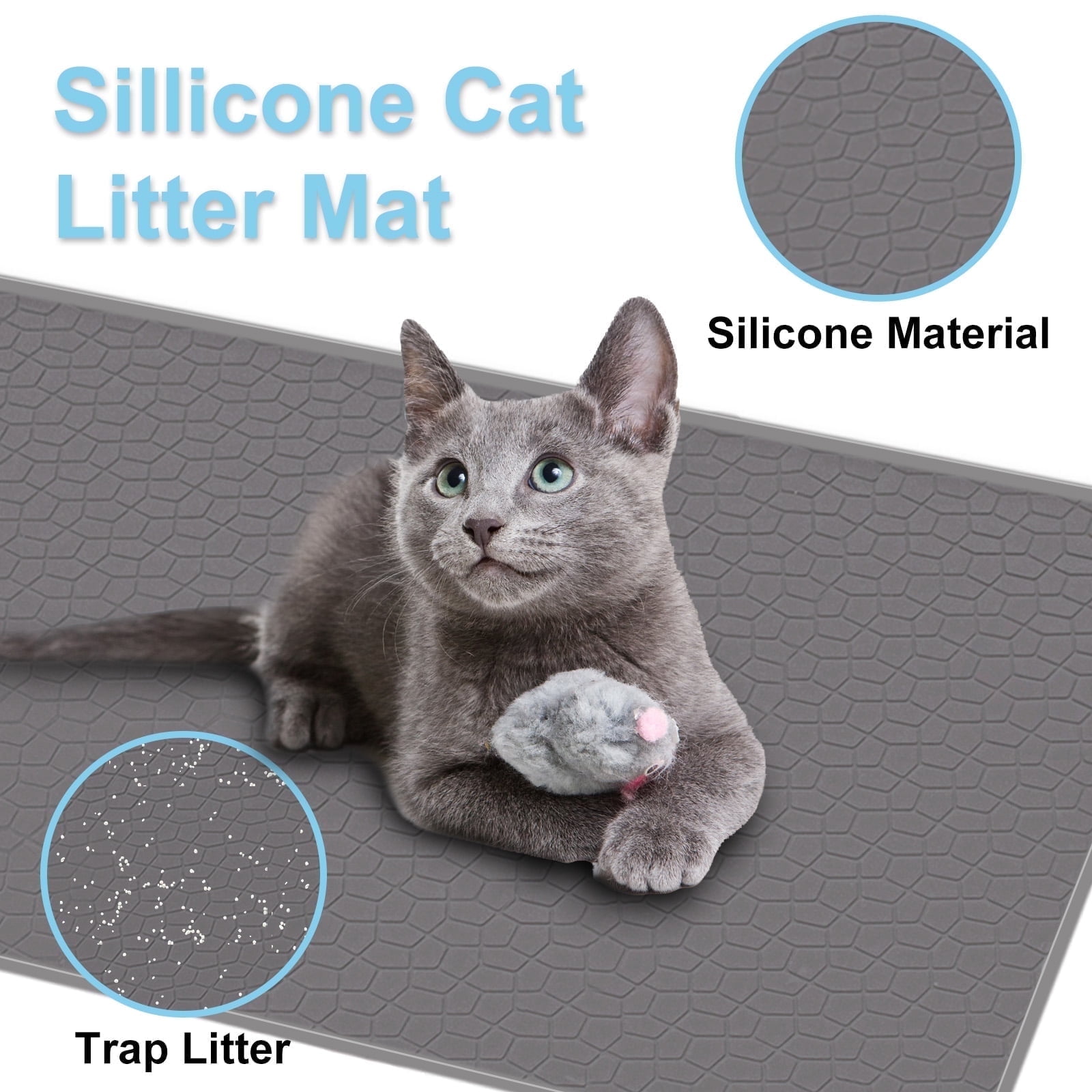 PayUSD Cat Litter Tray Mat, Waterproof Silicone, Large Raised Edge ...
