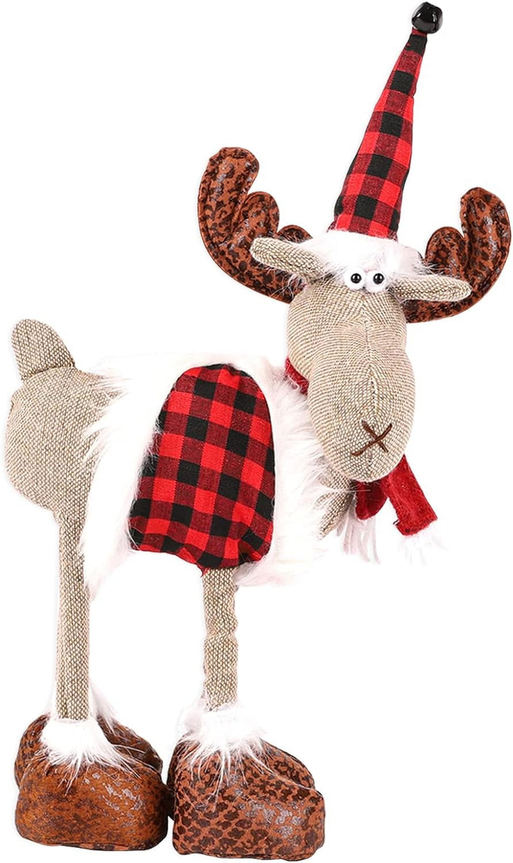 PayUSD Handmade Christmas Reindeer Ornament, Linen Plush, Red and Black ...