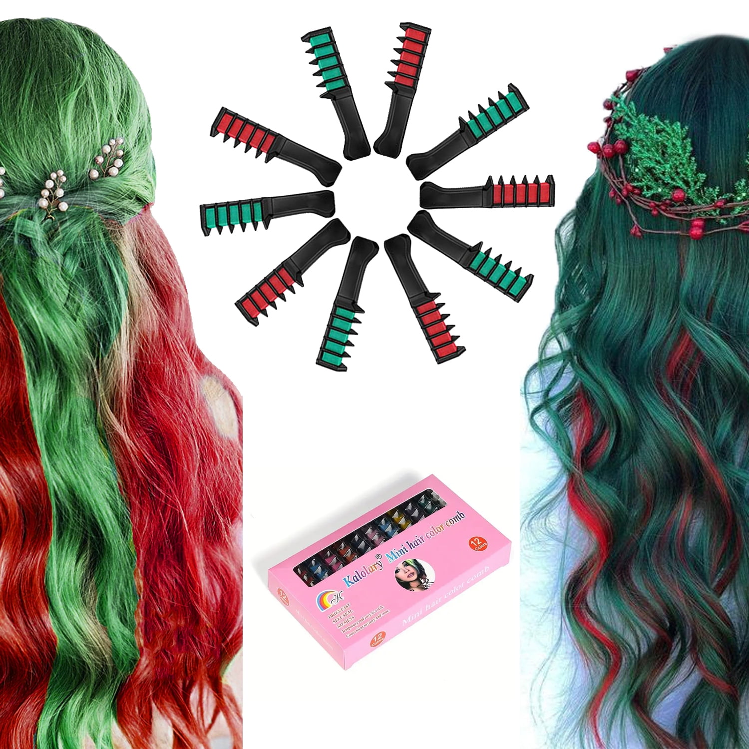PayUSD Christmas Hair Chalk Comb for Girls Temporary Hair Color Dye for ...