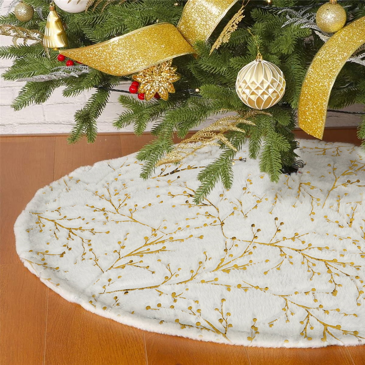 PayUSD Christmas Tree Skirt 36 Inch White Plush Skirts Christmas ...