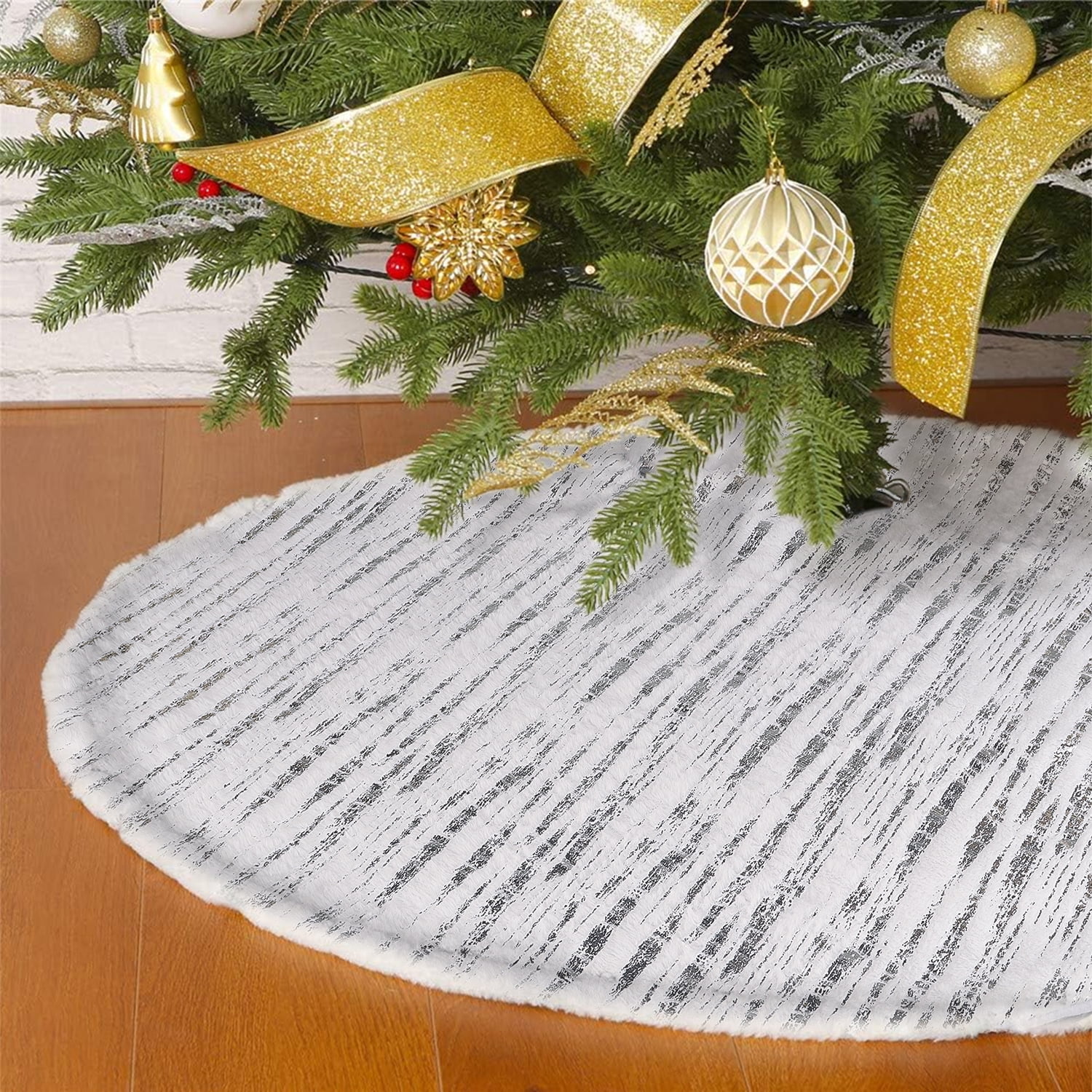 PayUSD Christmas Tree Skirt 48 Inch White Plush Skirts Christmas ...