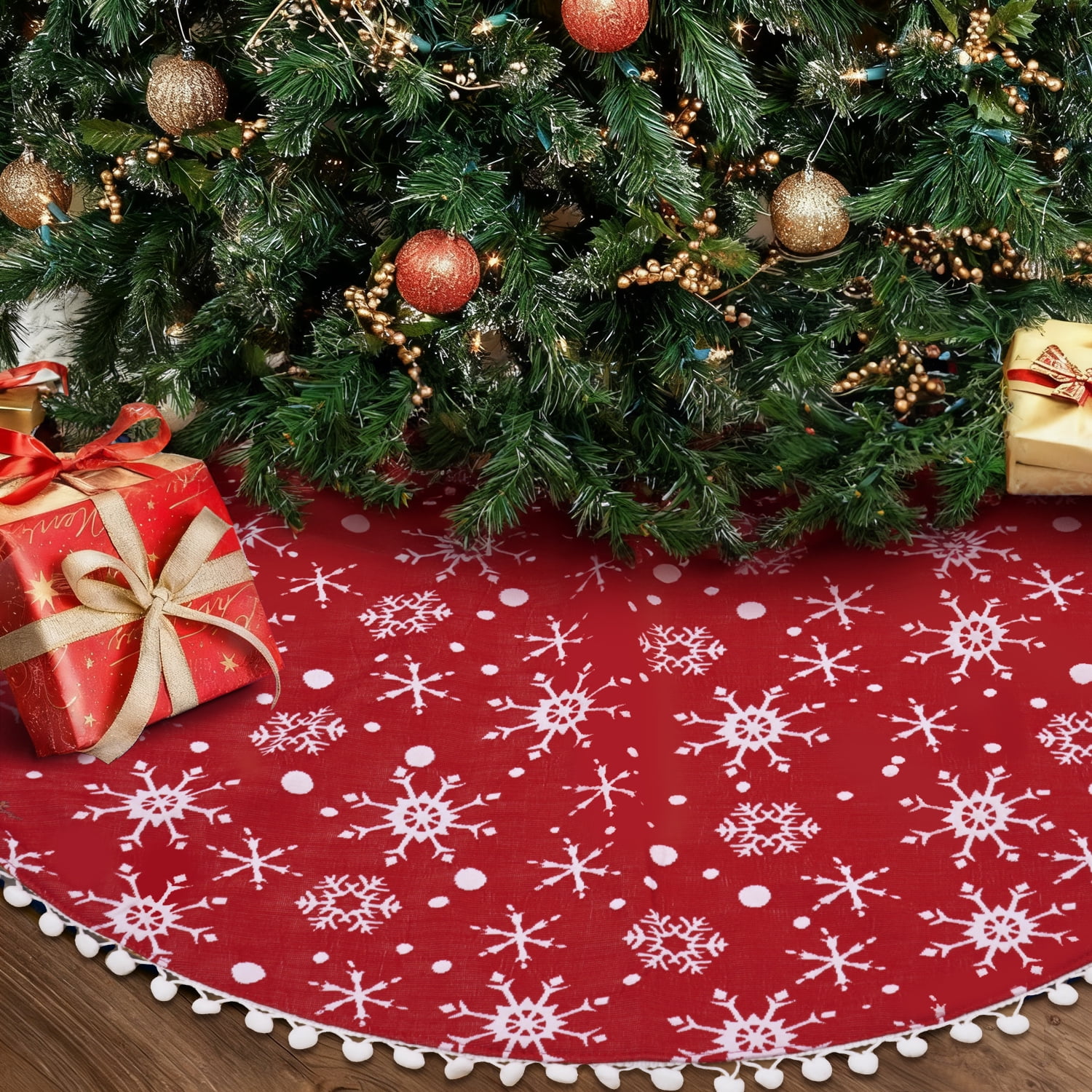 PayUSD Christmas Tree Skirt Red Skirts 48 inch Christmas Decorations ...