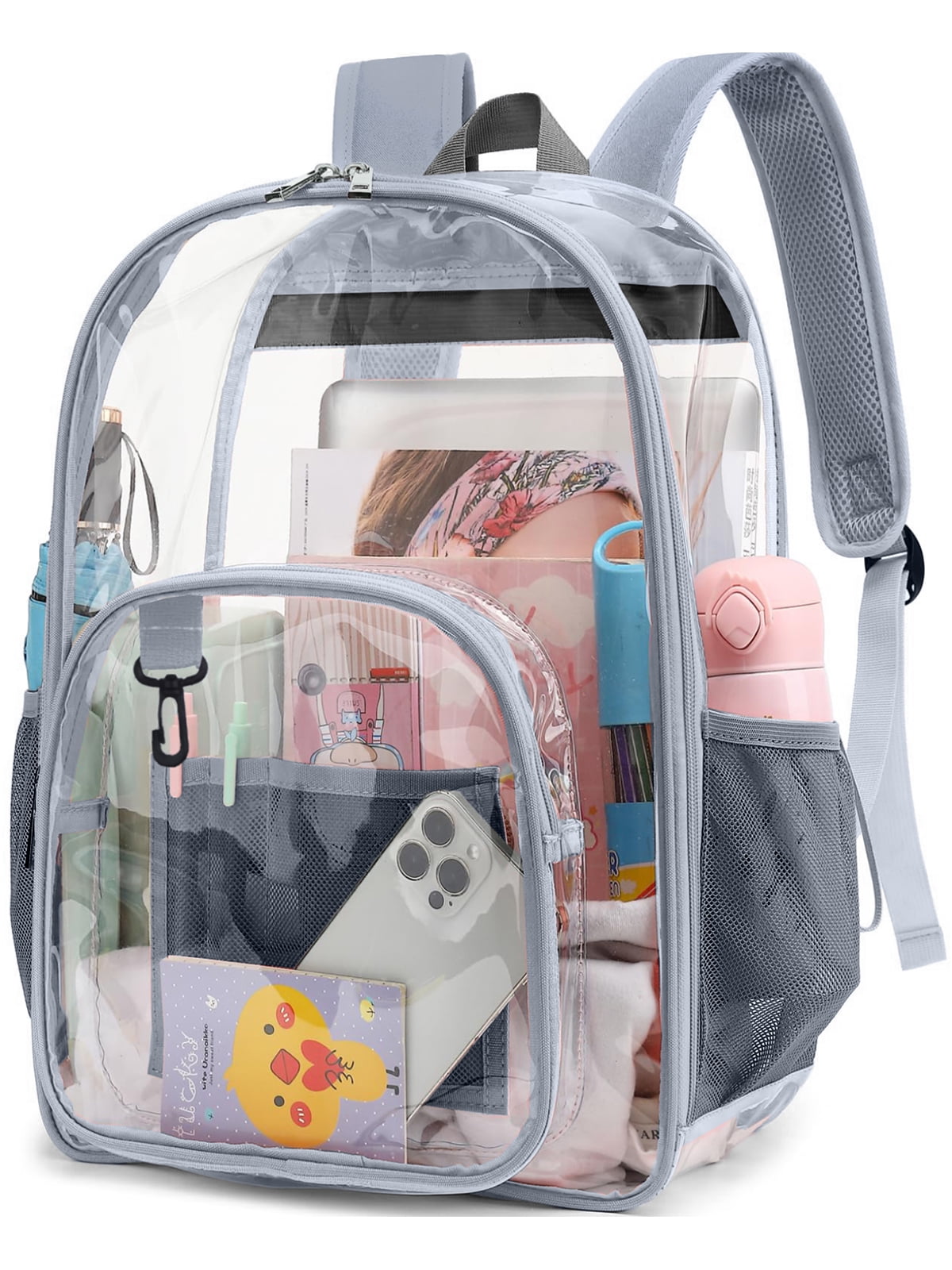 PayUSD Clear Backpack Heavy Duty Stadium Approved Waterproof PVC Transparent Book Bag with ...