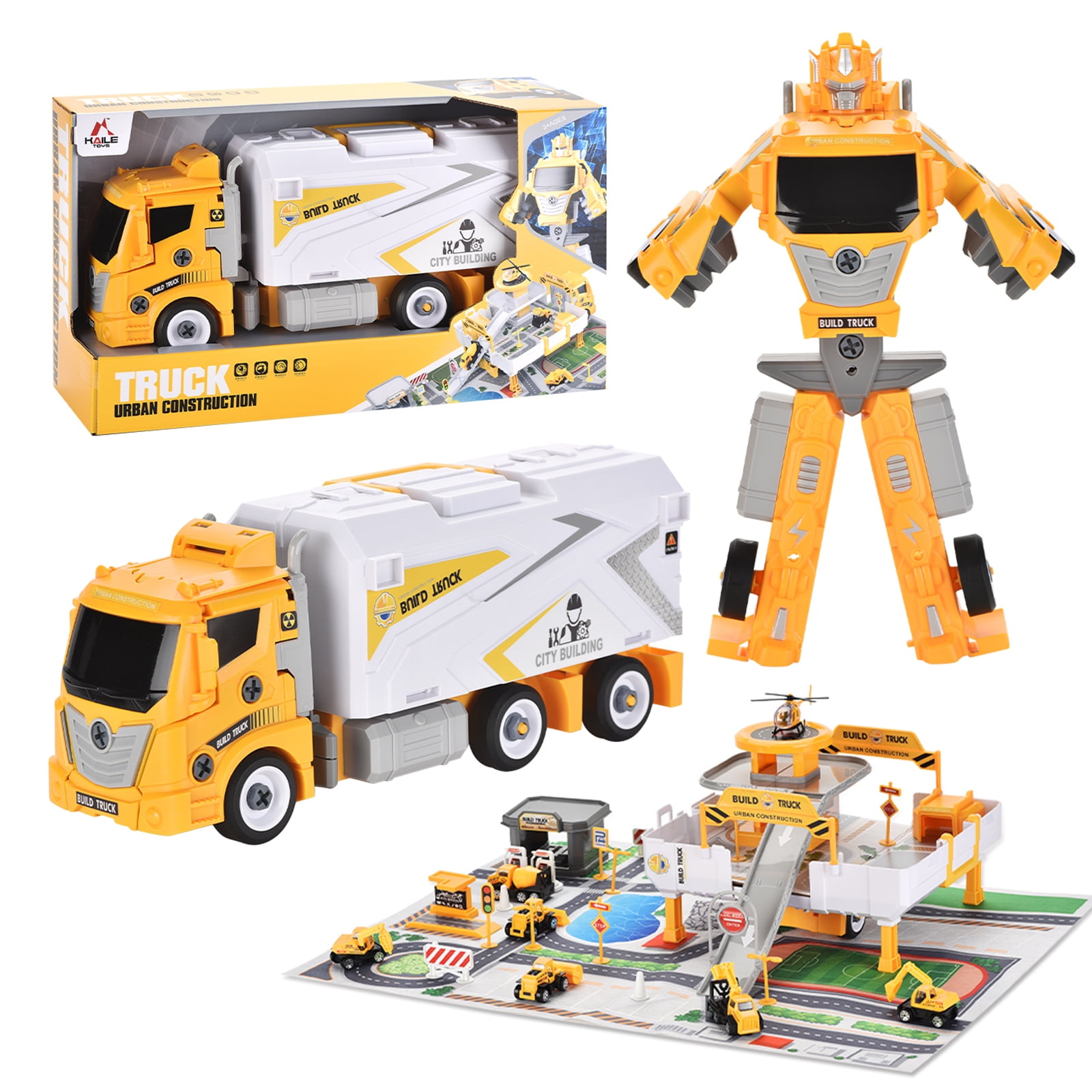 PayUSD 3-in-1 Transforming Construction Truck Robot Toys for Boys 3-8 ...