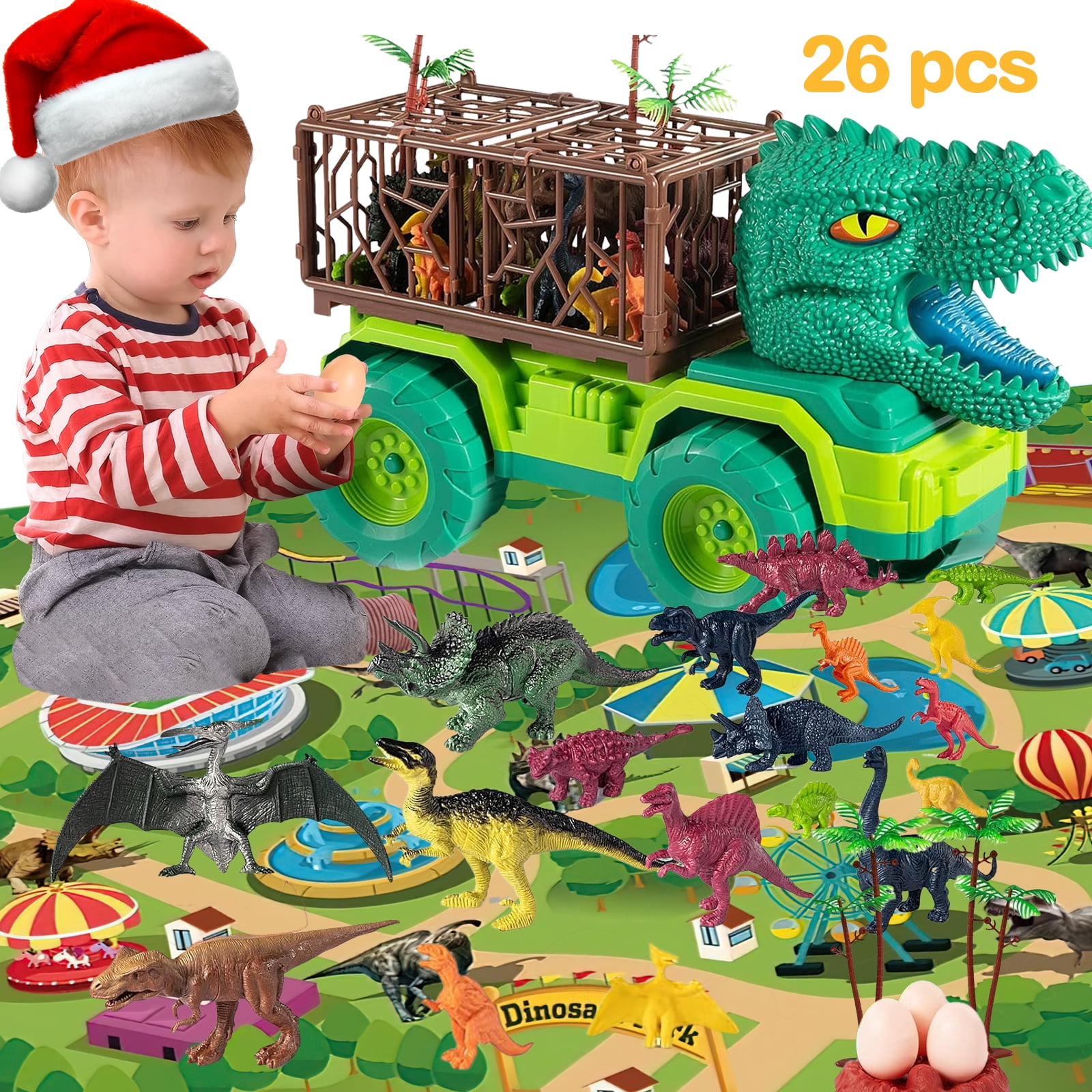 PayUSD Dinosaur Carrier Truck Set 27 in 1 Toddler Dinosaur Transport ...