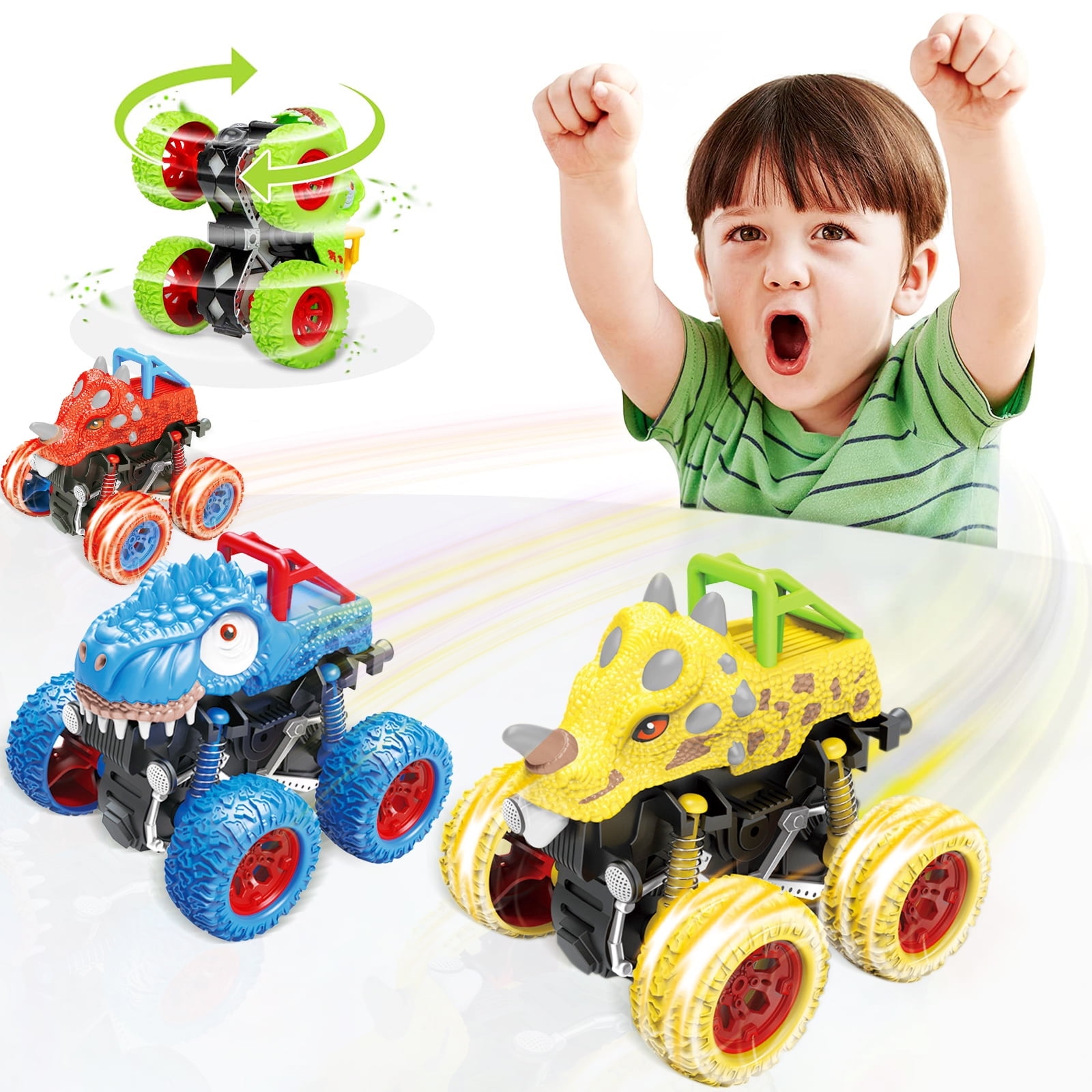 PayUSD Dinosaur Monster Truck Toys for Kids 3-8 Year Old Boys, Friction ...