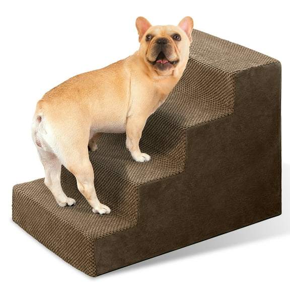 Dog Stairs for Bed, 4-Step Pet Steps for High Bed, Non-Slip Balanced ...