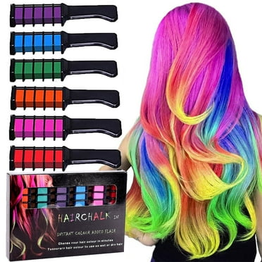 Sanmadrola Washable Hair Chalk Comb, Temporary DIY Hair Dye for Kids, 6 ...