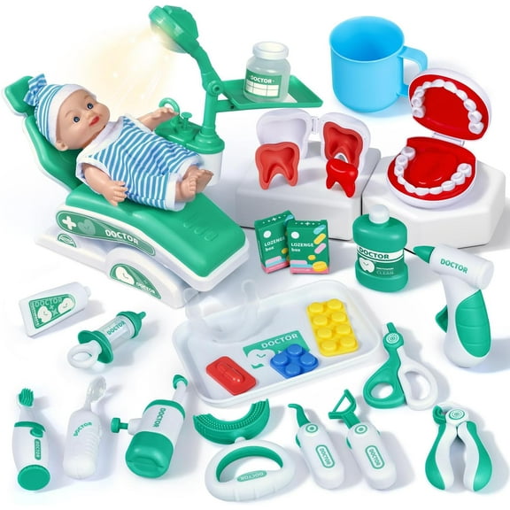 Battat Hippodontist Dentist Plastic Play Set with 14 Accessories ...