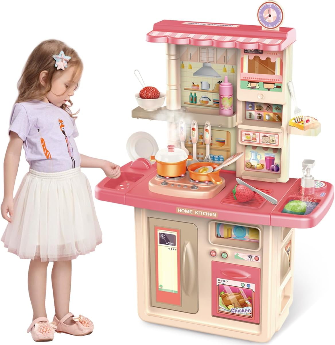 PayUSD Interactive Play Kitchen Playset Toy with Real Water Spray ...