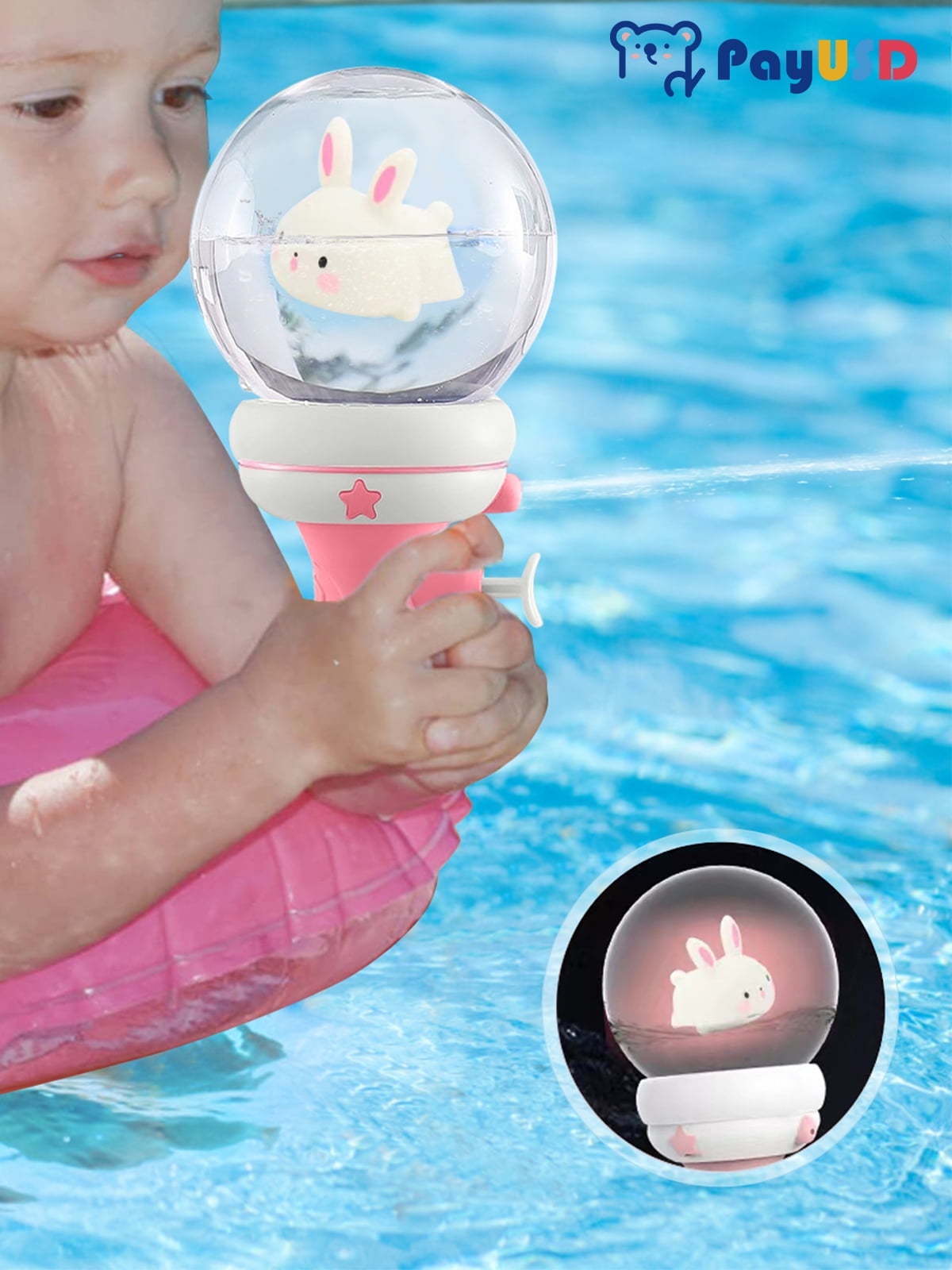 PayUSD Rabbit Design Water Gun, Kids' Splash Pool Toy with Light Up ...