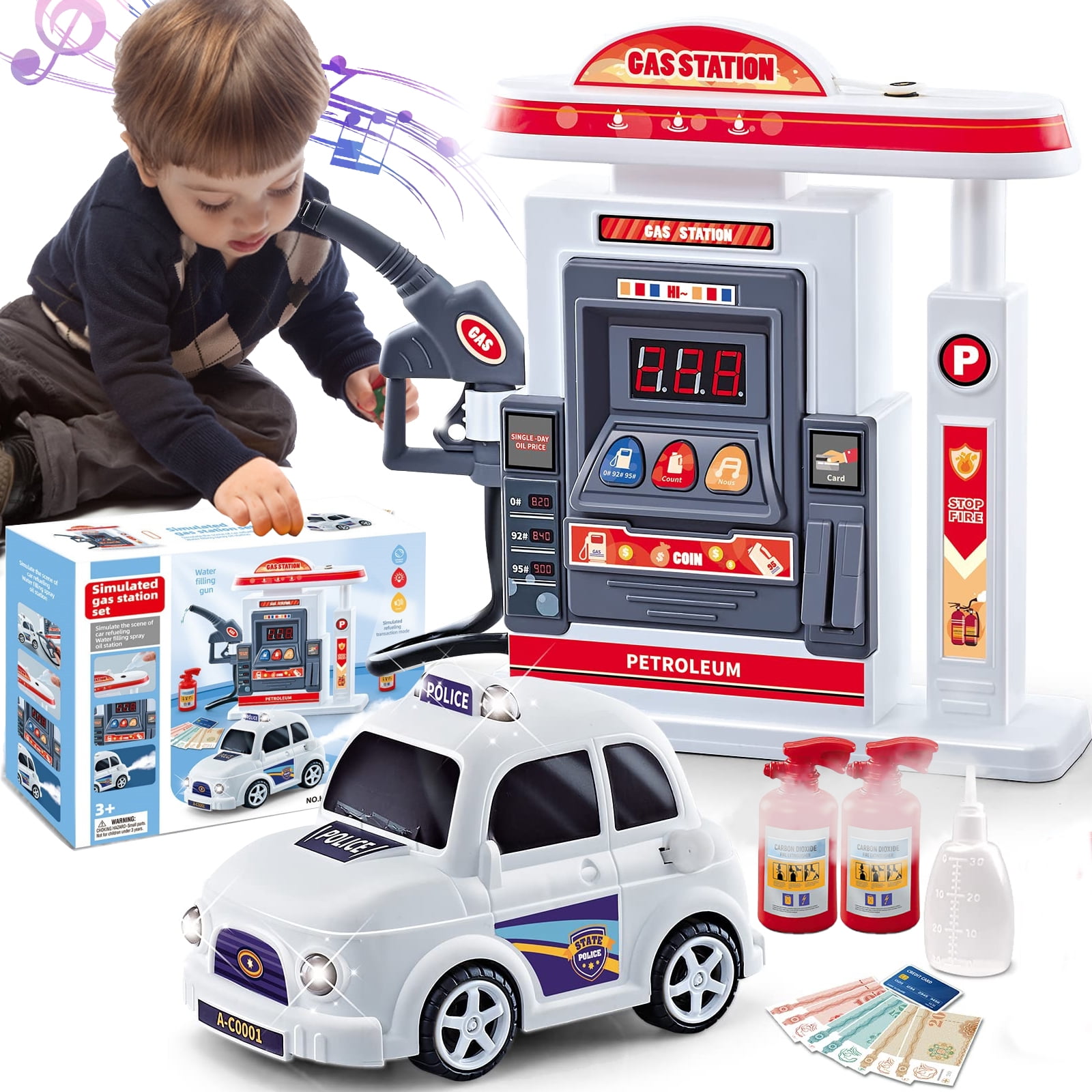 PayUSD Toddler Toys Cars & Gas Station Playset Pretend Play Petrol Pump ...