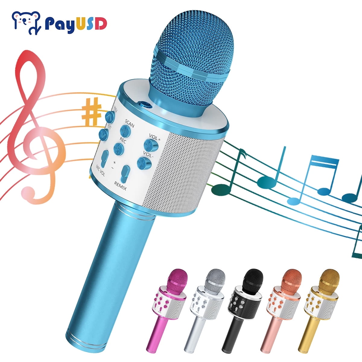 PayUSD Wireless Microphone for Kids Bluetooth Karaoke Microphone for ...