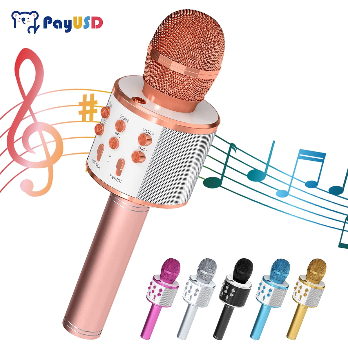 PayUSD Wireless Microphone for Kids Bluetooth Karaoke Microphone for ...