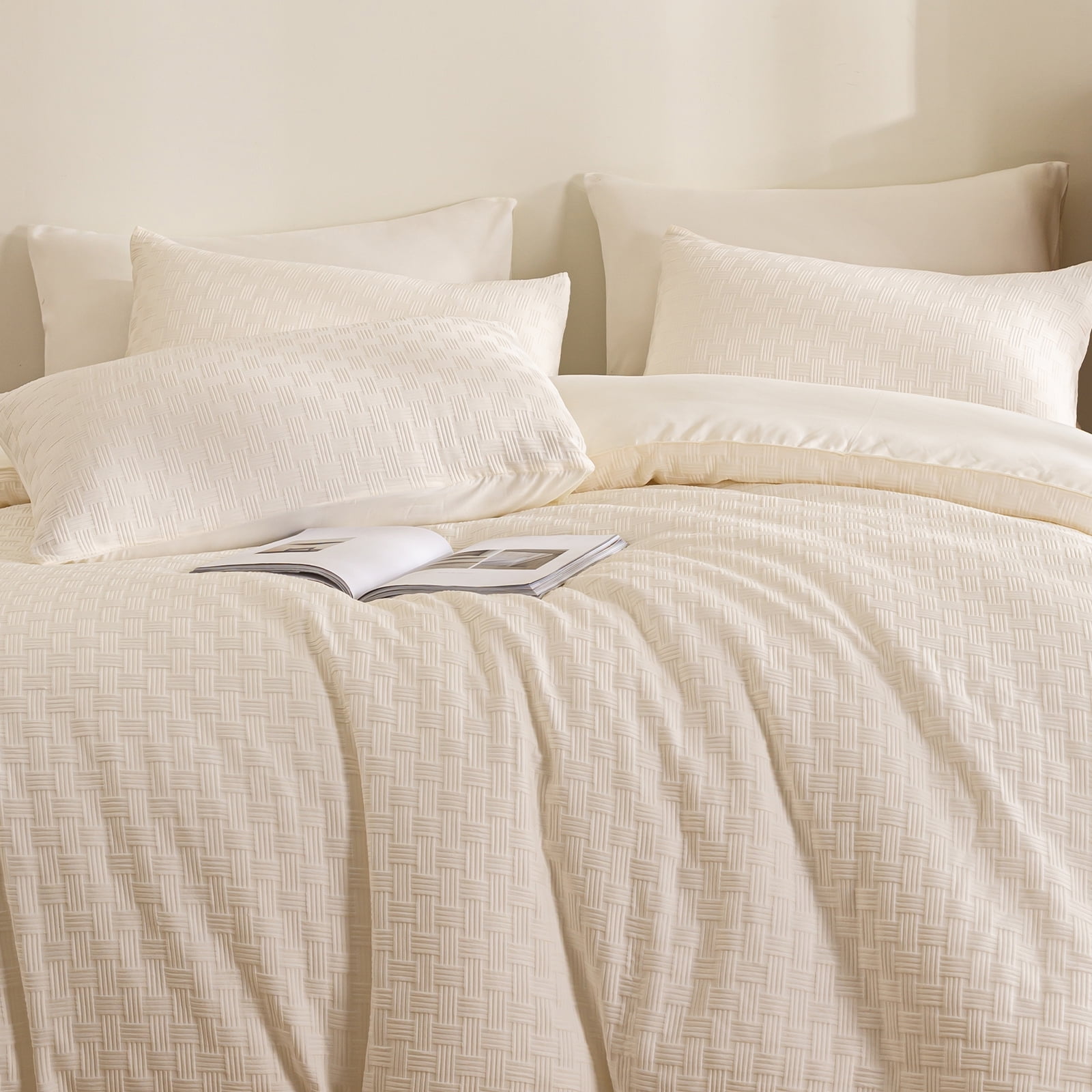 Payda 3PC Microfiber Knitted Jacquard Waffle Weave Striped Comforter ...