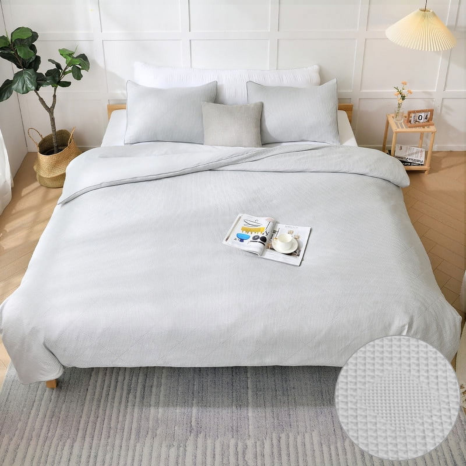 Payda Waffle Duvet Cover King Size,3 Pieces Duver Cover Set with ...