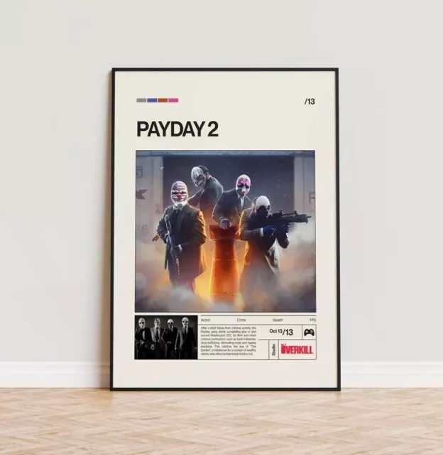Payday 2 Poster, Video Game Poster, Minimalist Game Print, Gaming Room ...