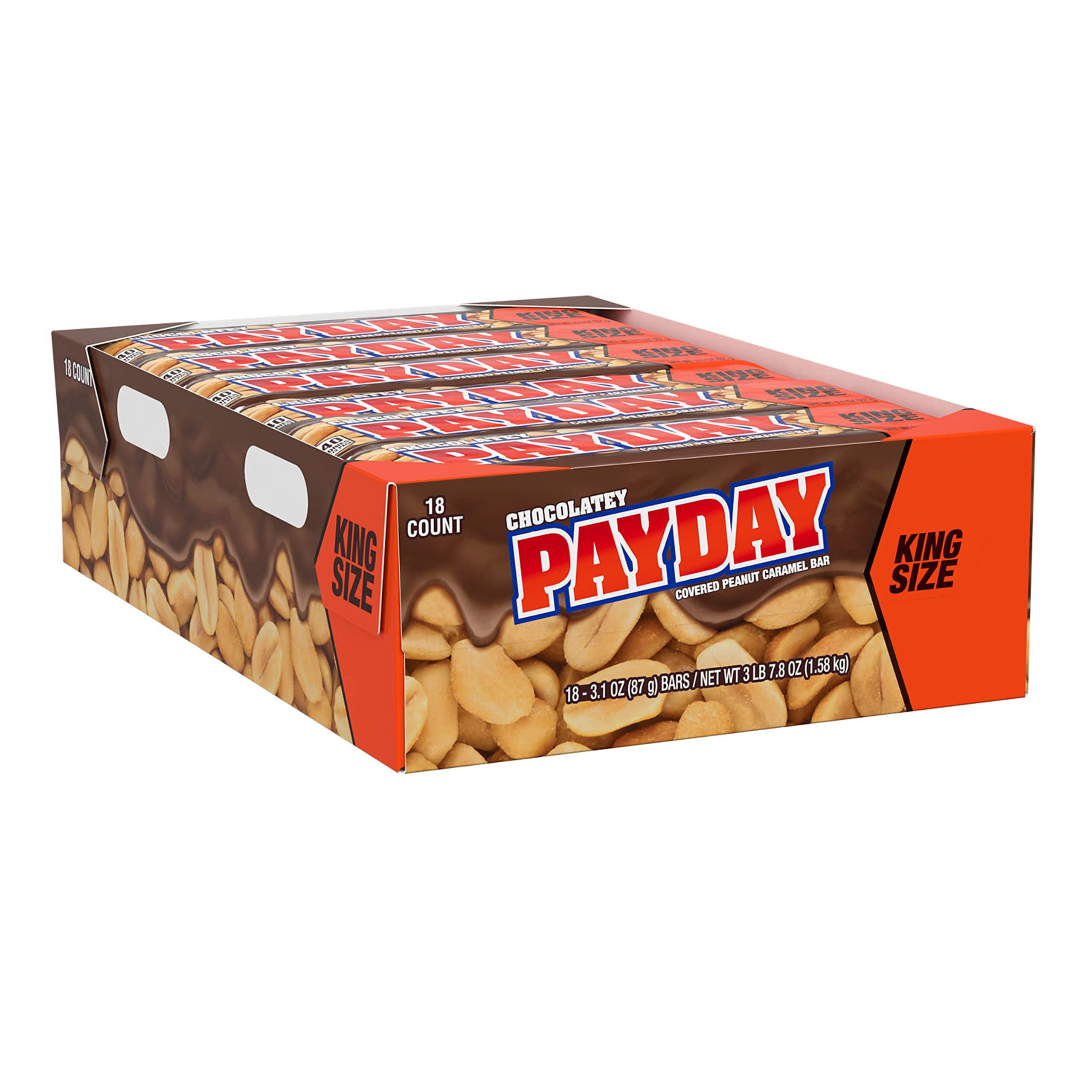 Payday Chocolatey Peanut Caramel King Size, Candy Bars, 3.1 Oz (18 ...