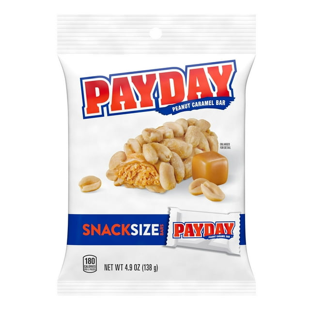 Payday Peanut Caramel Snack Size Candy, Bag 4.9 oz - Walmart.com