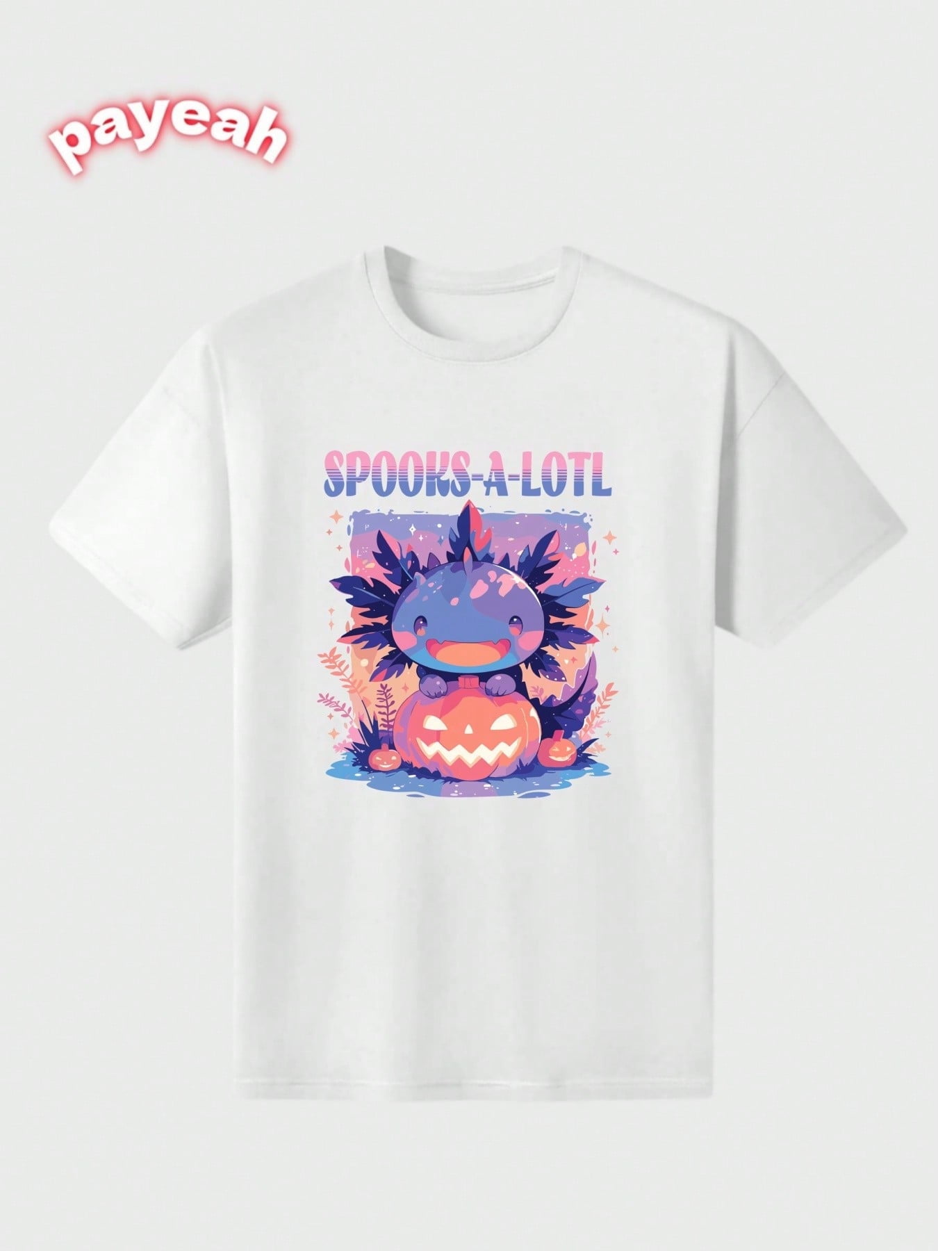 Payeah Spooks-A-Lotl Halloween Axolotl Casual Digital Print 220g Pure ...
