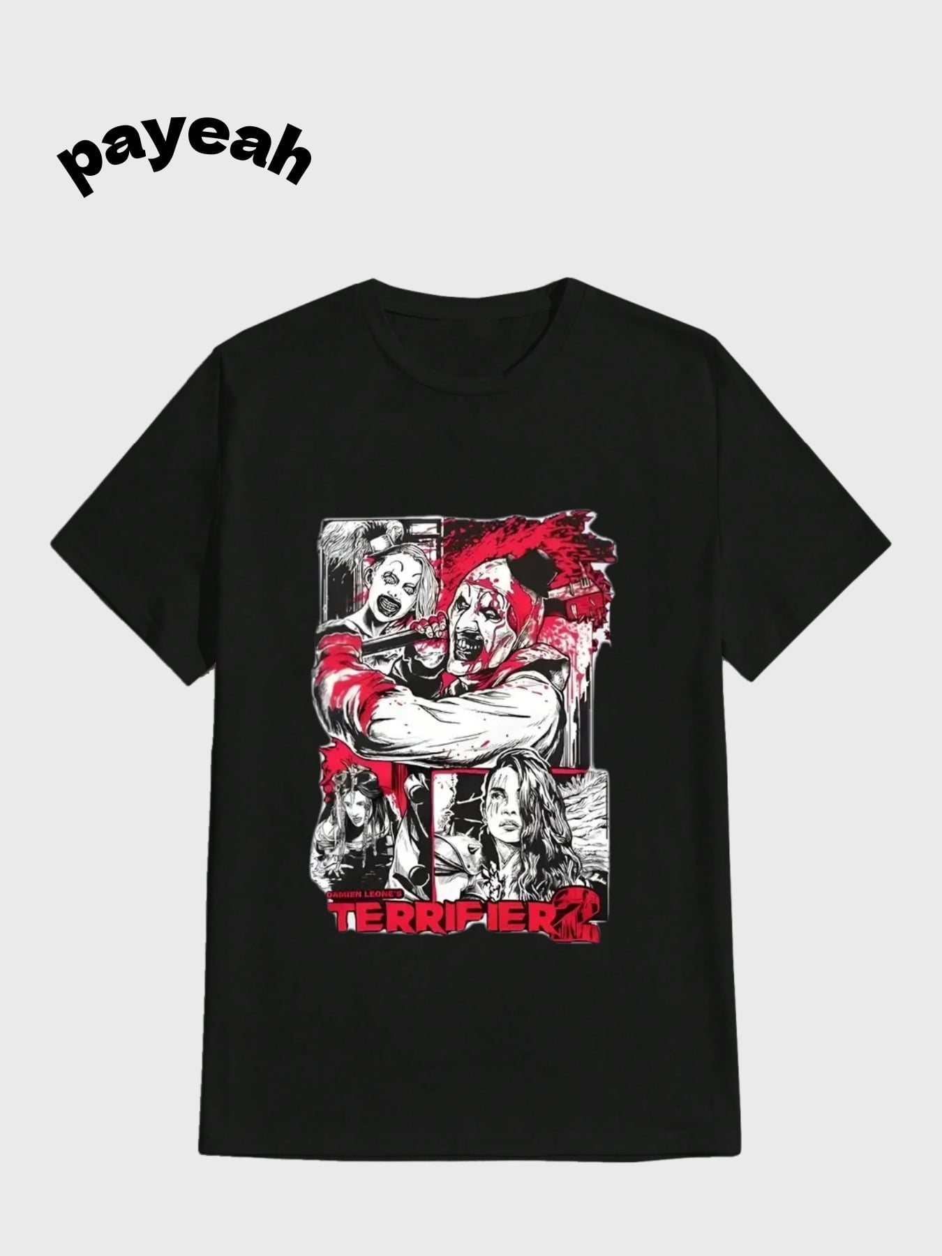 Payeah Terrifier 3 Horror MovieT-Shirts Halloween Casual Digital Print Pure Heavy Cotton T Shirt ...