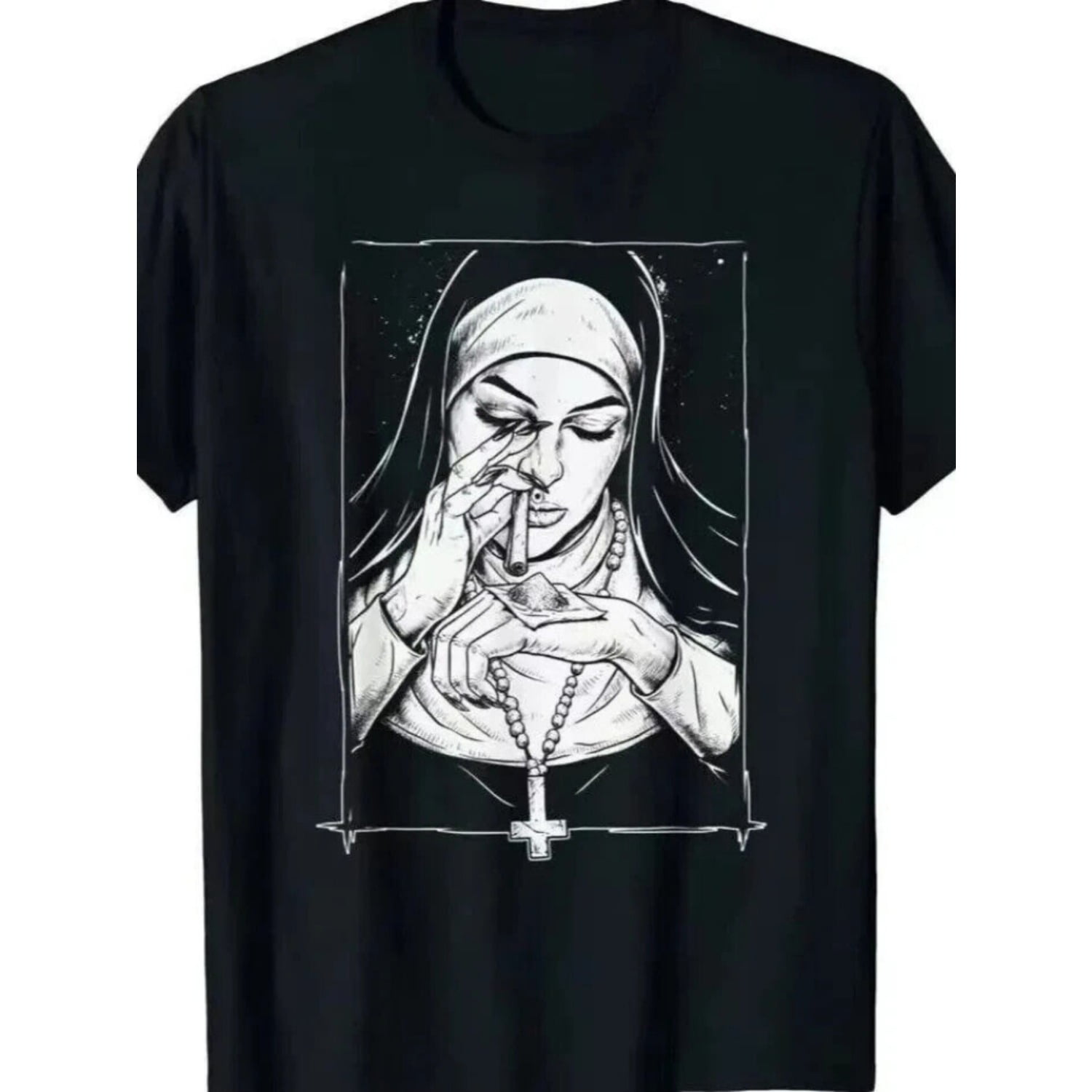 Payeah Unholy Gangsta Nun Tee T-shirt | Funny Gangster Trendy Anti-Chr ...