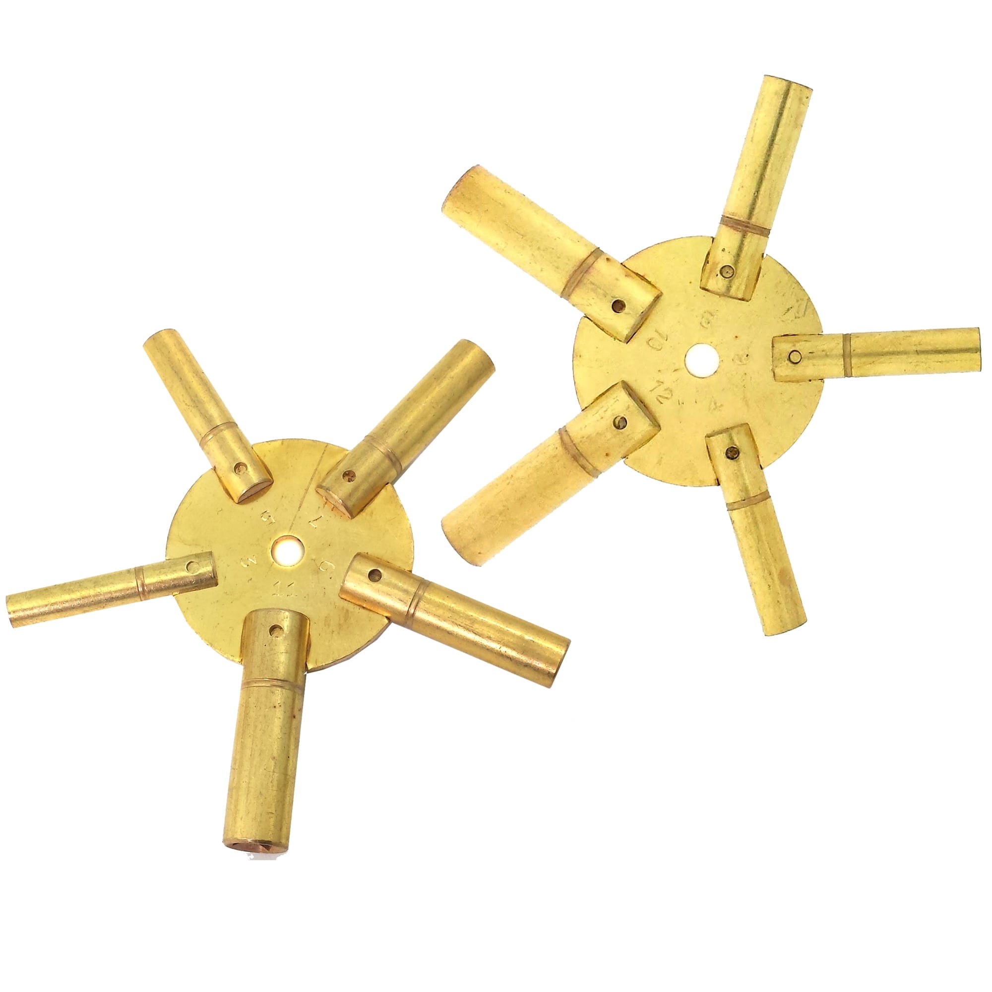 Paylak Set of 2 Brass Clock Keys for Winding Clocks, Includes 5 Prong ...