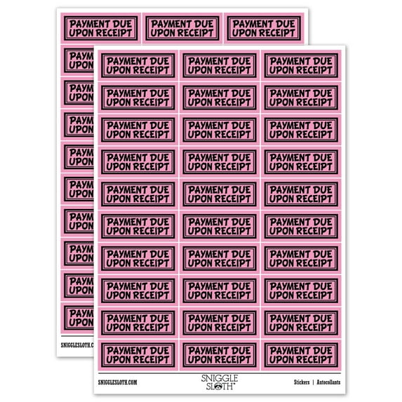 Payment Due Upon Receipt Double Border Sticker Set - Light Pink - Matte ...