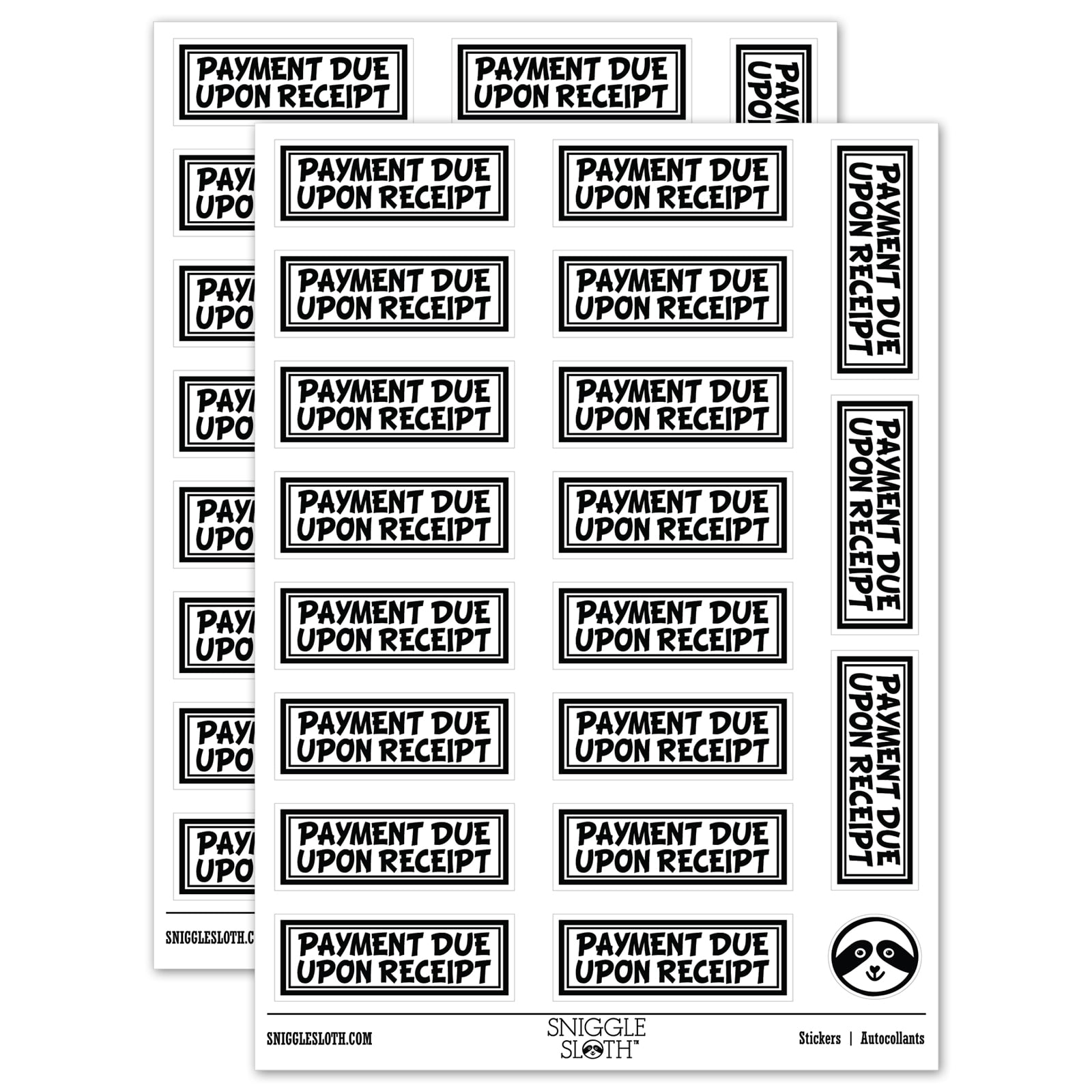 Payment Due Upon Receipt Double Border Sticker Set - White - Gloss ...