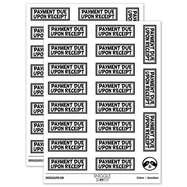 Payment Due Upon Receipt Double Border Sticker Set - White - Gloss ...