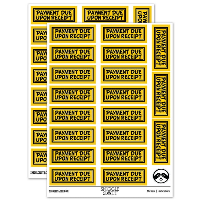 Payment Due Upon Receipt Double Border Sticker Set - Yellow - Gloss ...