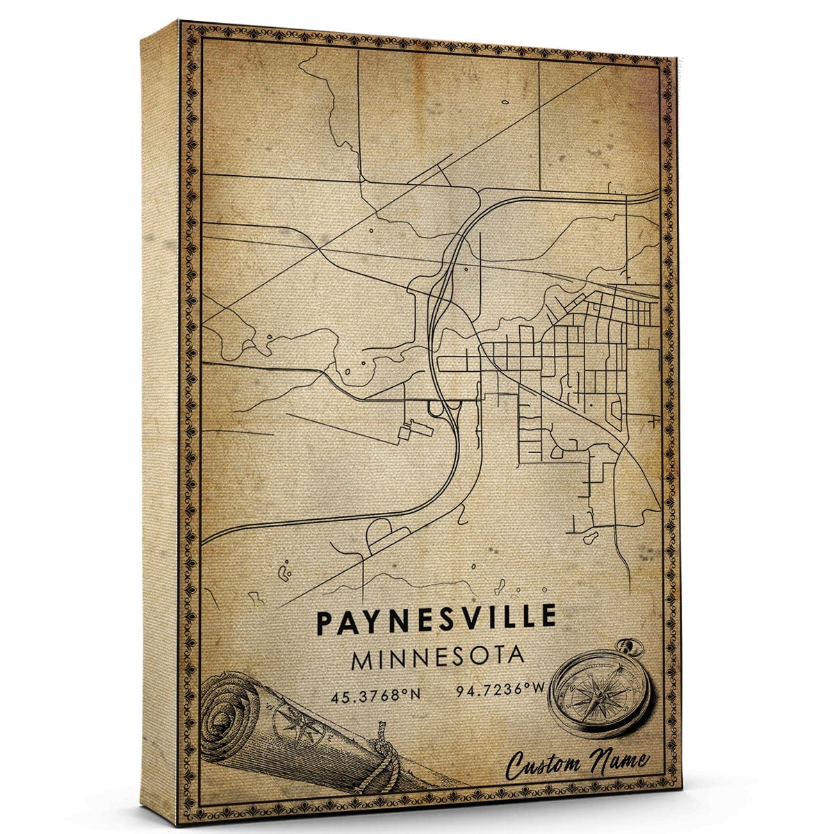 Paynesville Map Poster, Minnesota Map Art Poster, Canvas, Paynesville ...