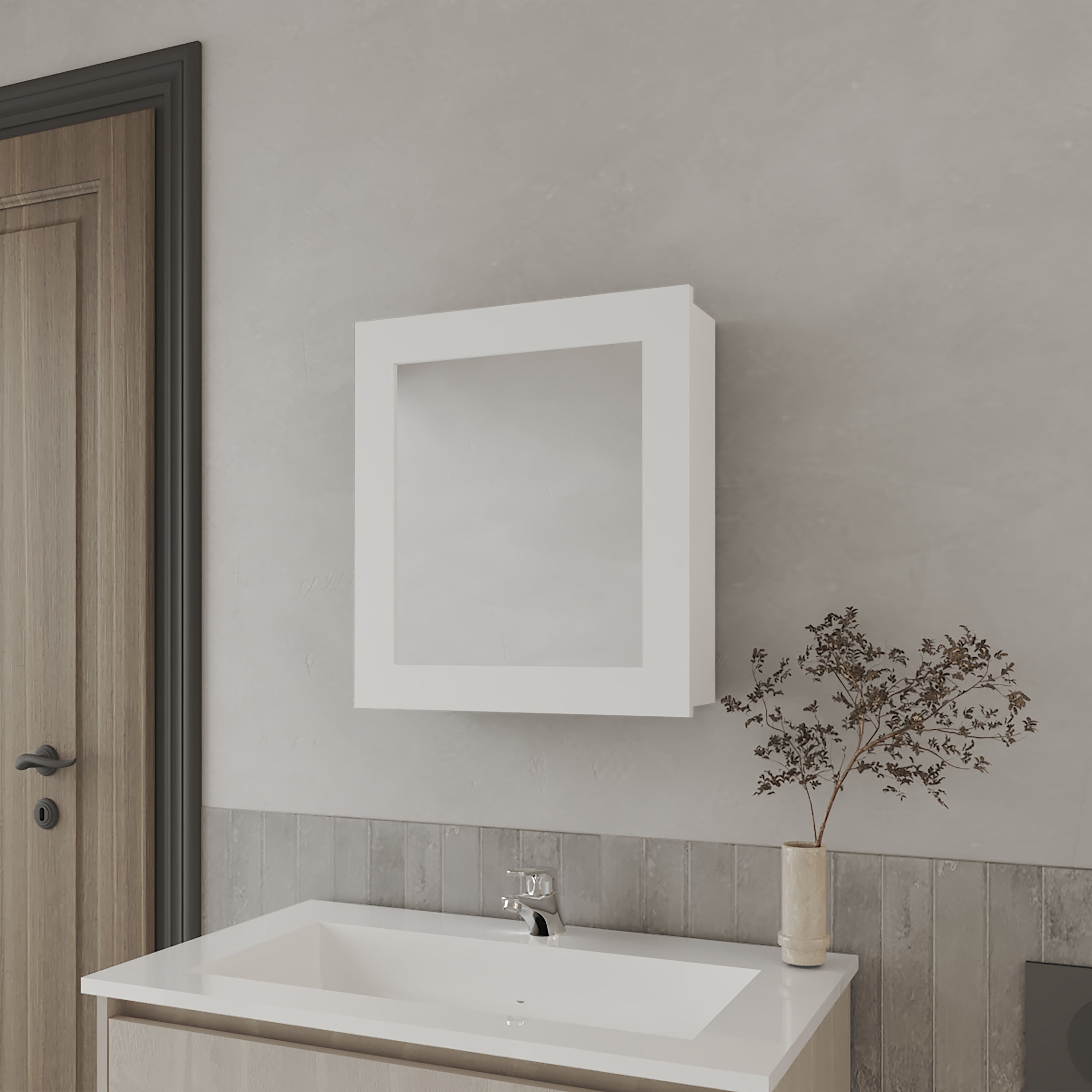 Payson Medicine Cabinet In Melamine with Included Mirror,White,White ...