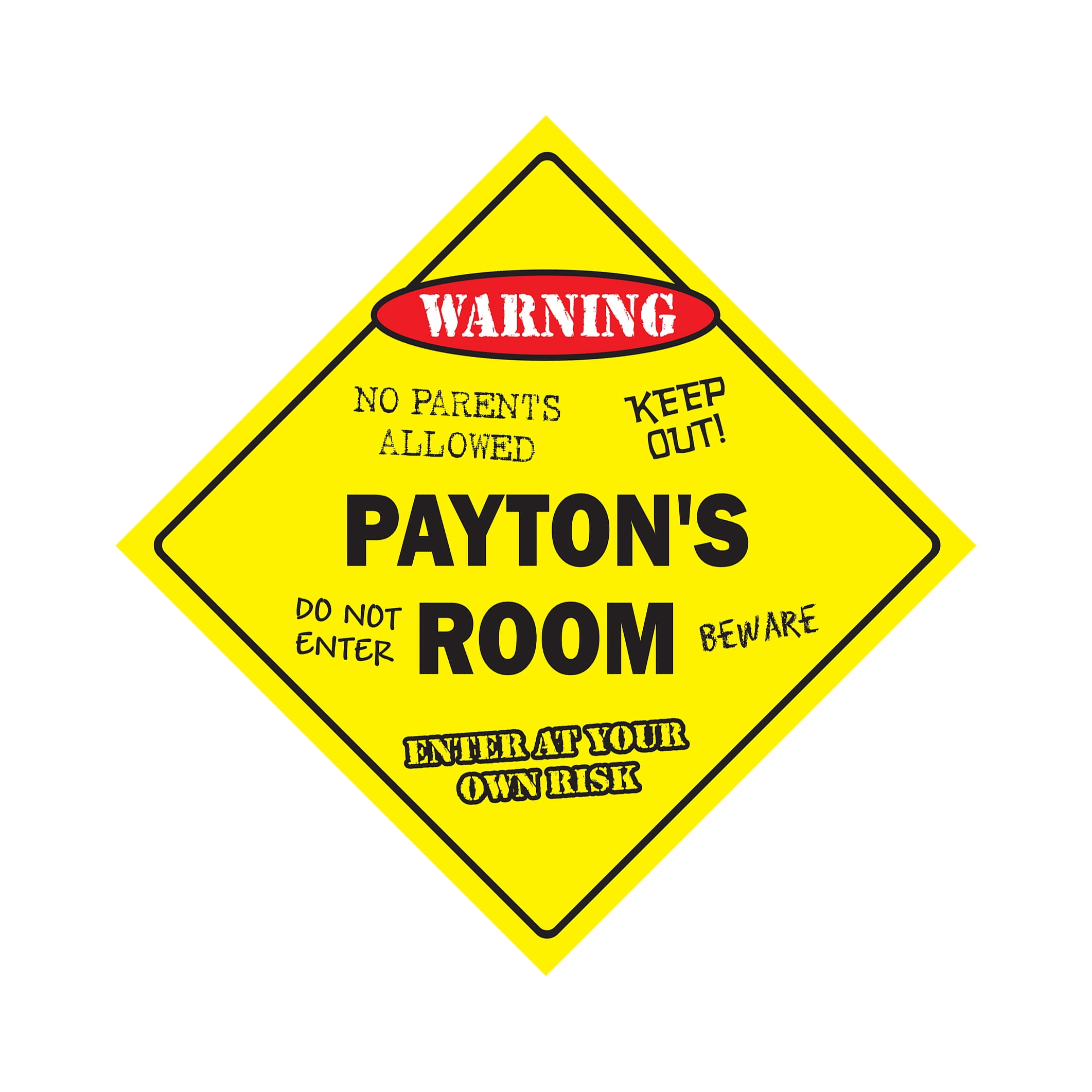 Payton's Room Sign Crossing Zone Xing | Indoor/Outdoor | 17" Tall kids ...